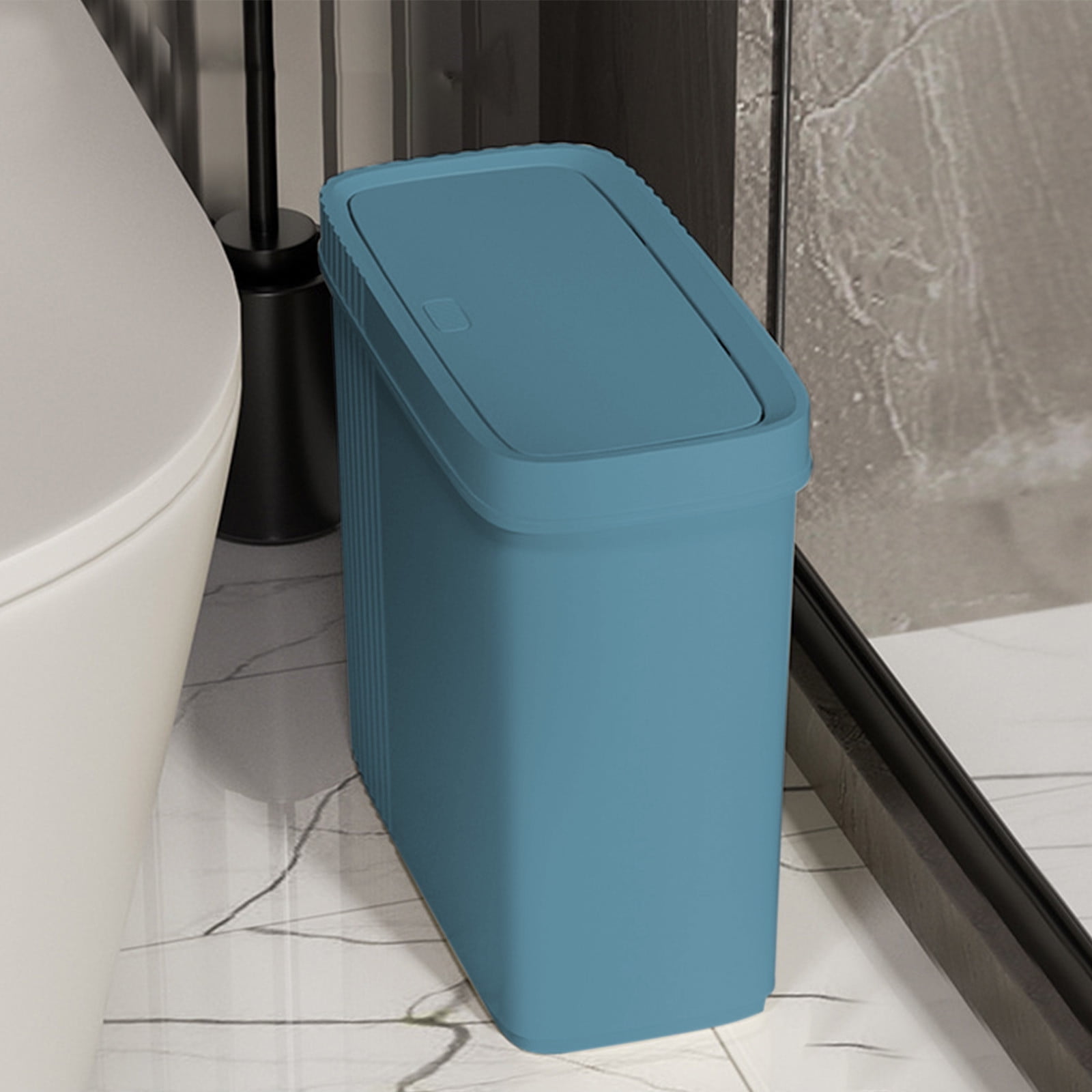 Plastic Waste Basket, Small Footprint Canister, Automatic Lid, Modern ...
