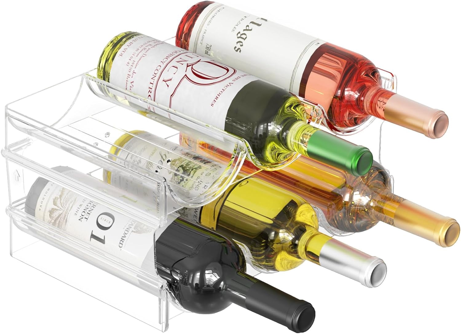 Plastic Water Bottle Organizer and Wine Rack Storage Holder,2 Tier 6 ...