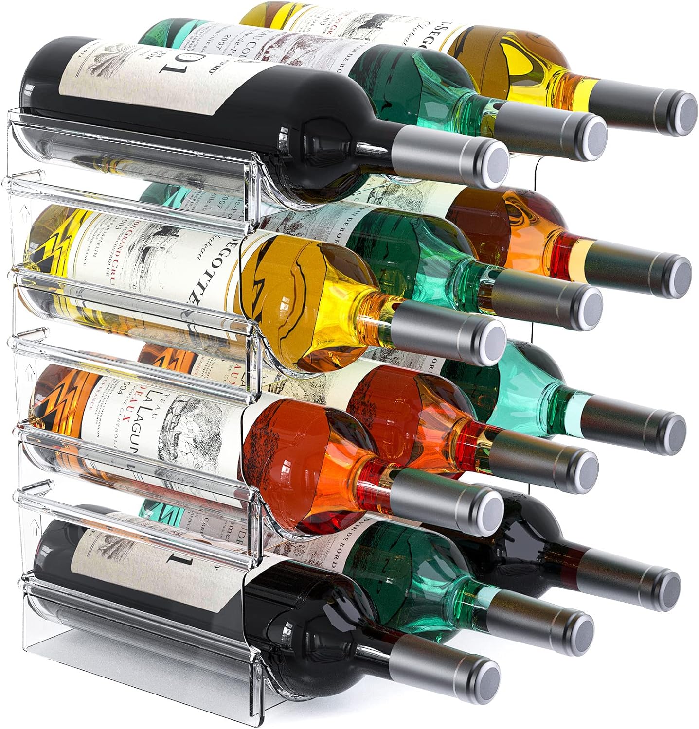 Plastic Water Bottle Organizer and Wine Rack Storage Holder,4 Tier 12 ...