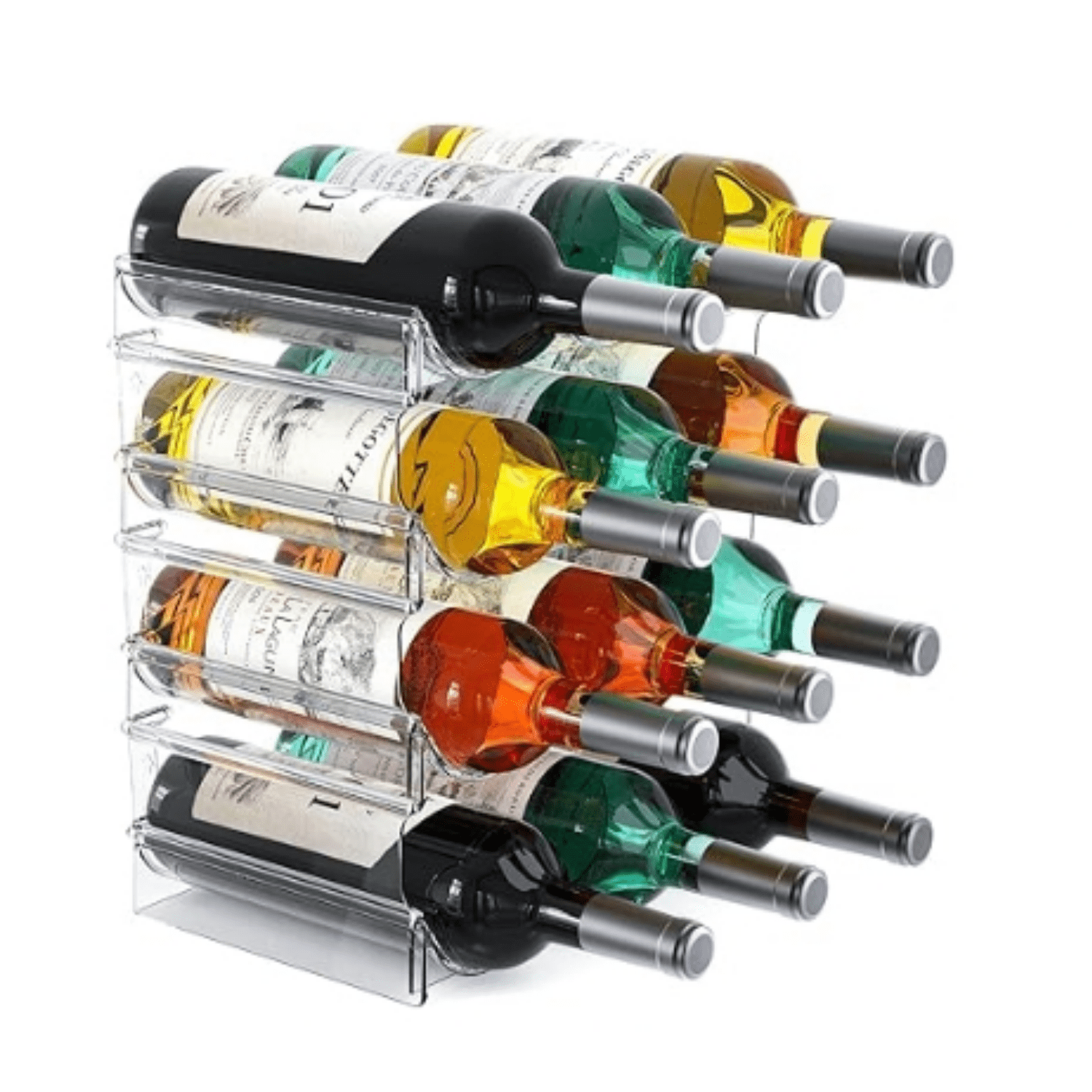 Plastic Water Bottle and Wine Rack Storage Holder,4 Tier 12 Containers ...