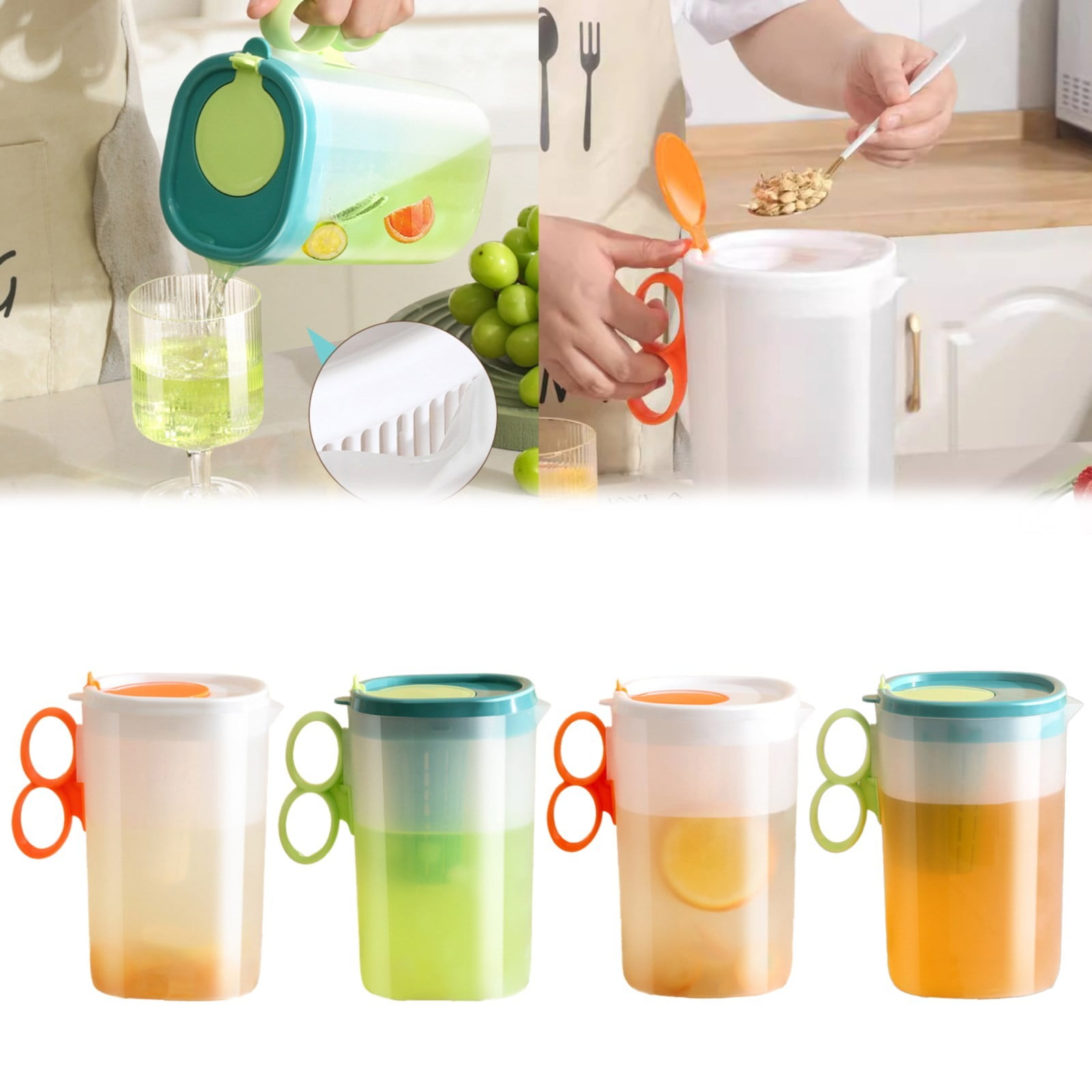 Plastic Water Pitcher with Lid, Clear Airtight Beverage Pitcher Juice ...