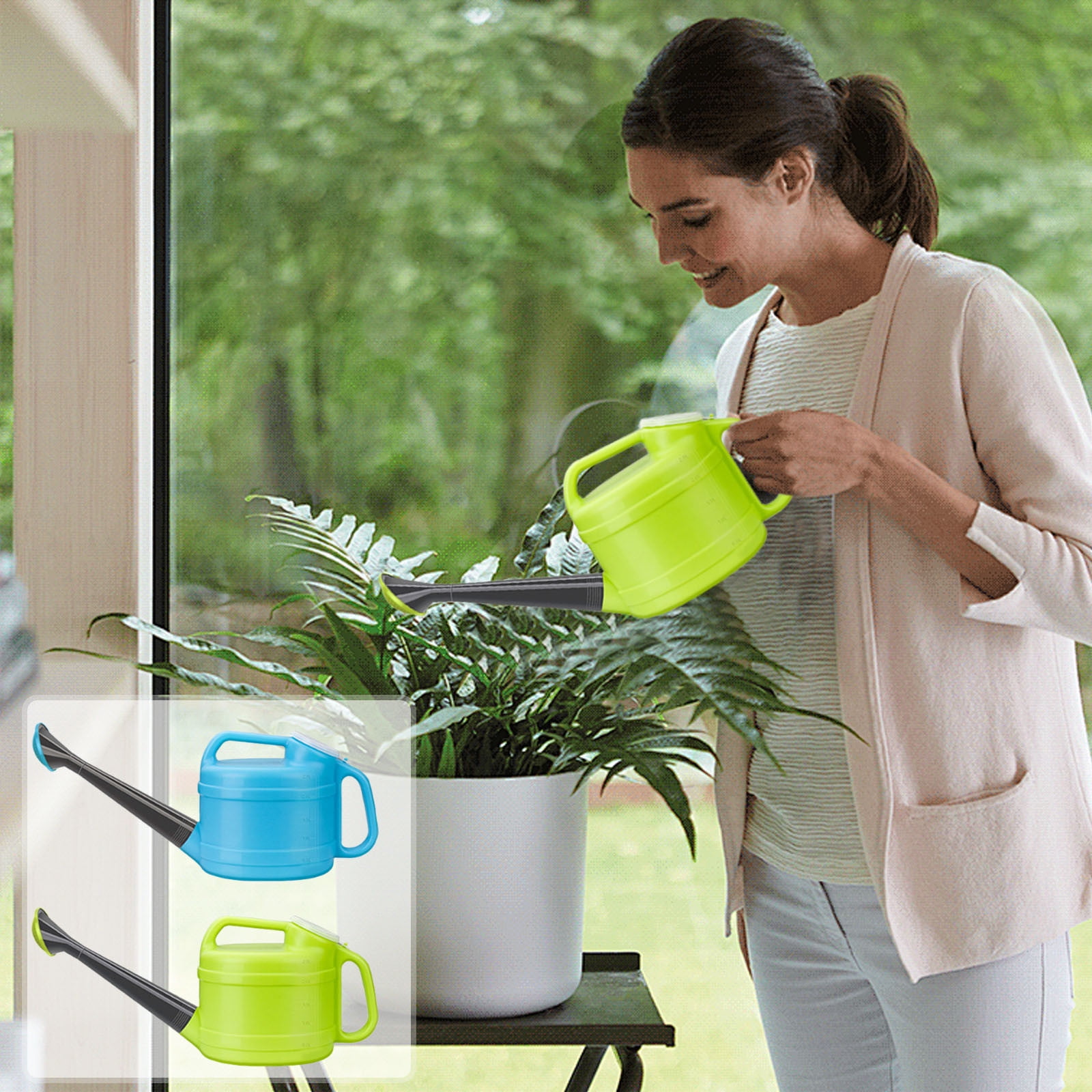 Plastic Watering Can Long Spout | Blue Flower Sprinkler Pot | Ergonomic ...