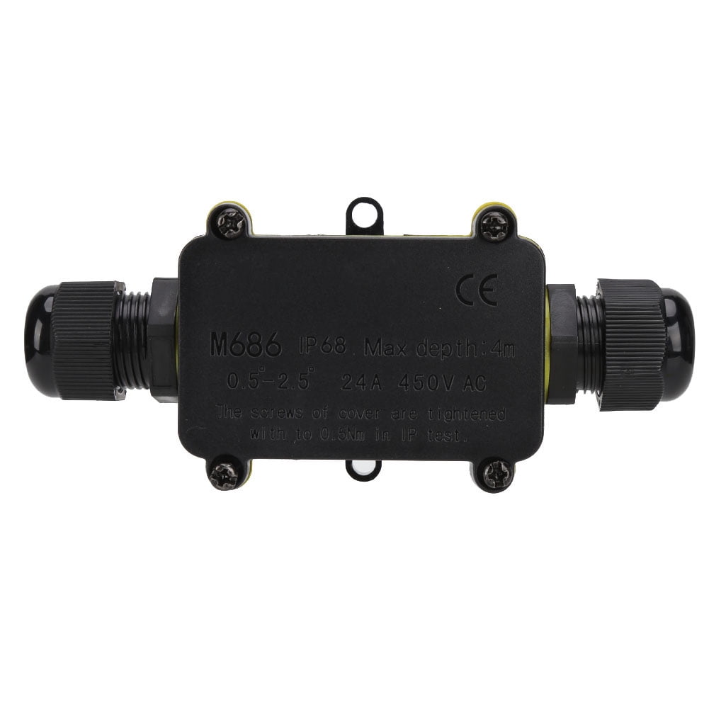 Neyseki Plastic Waterproof Junction Box M686 Black Two Position Cable ...