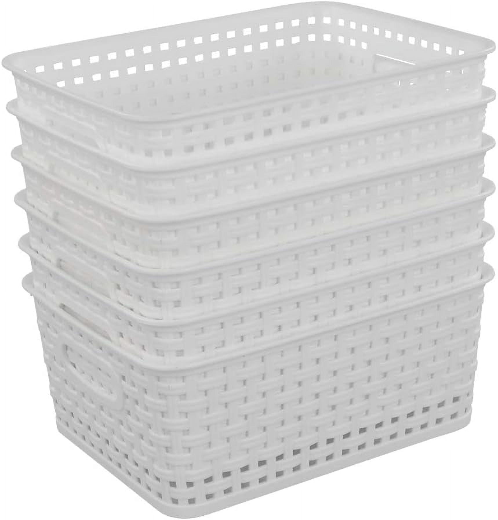 Plastic Weave Storage Basket, Small Baskets Set of 6, White - Walmart.com