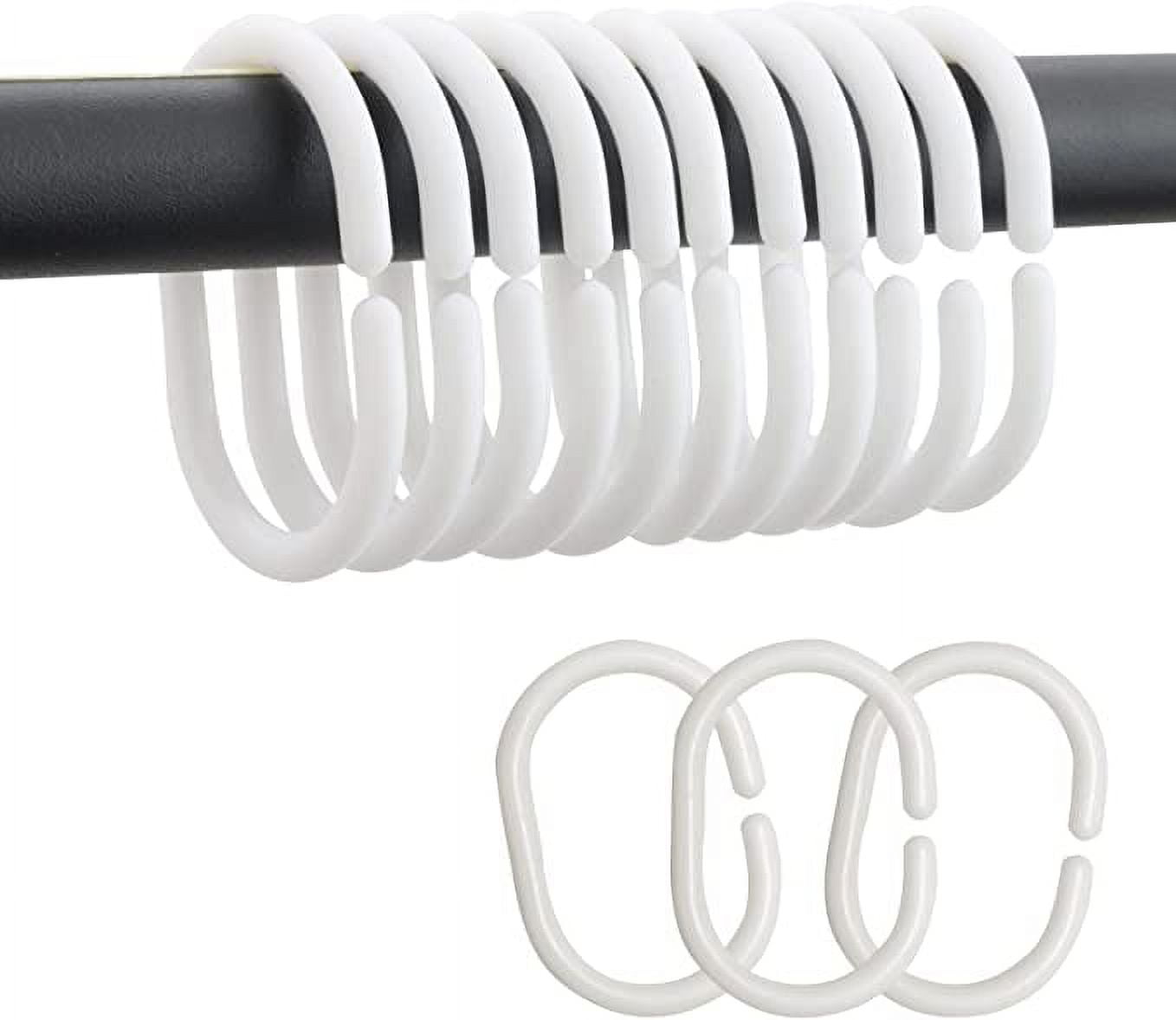 Plastic White Shower Curtain Rings, Curtain C Rings Hooks，Shower Hanger ...