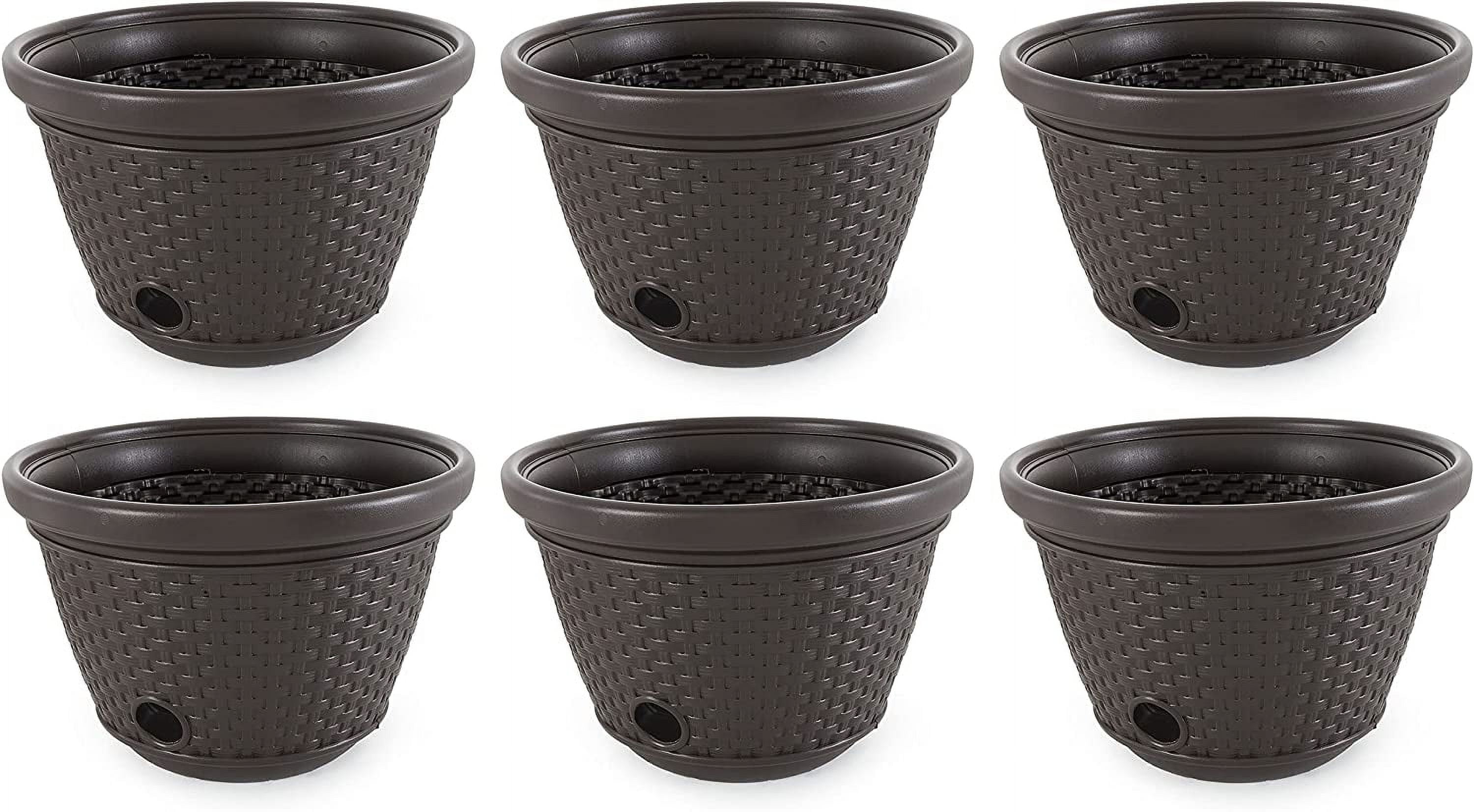 Plastic Wicker Outdoor Garden Hose Storage Holder Hideaway Pot for 100 ...