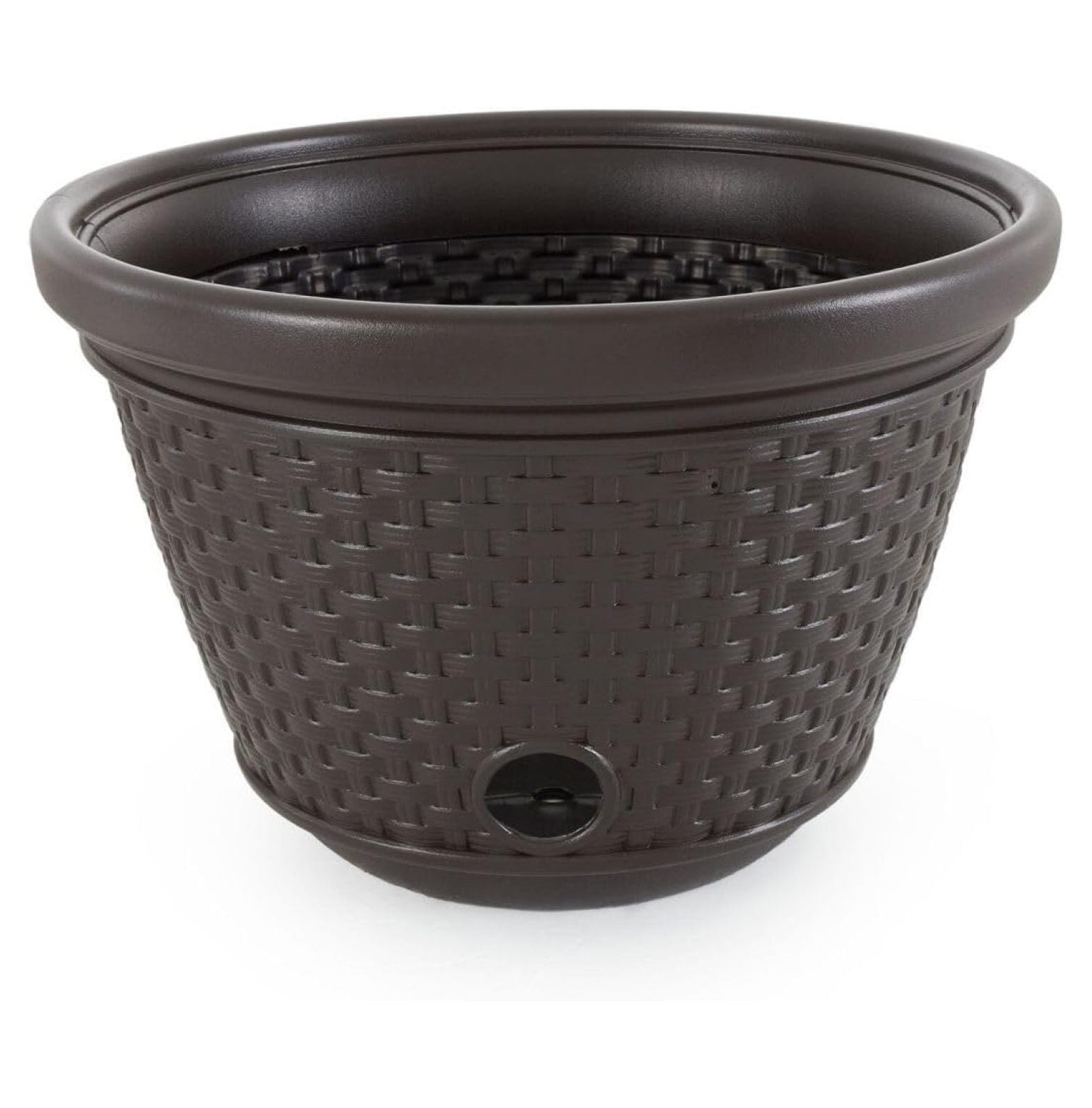 Plastic Wicker Outdoor Garden Hose Storage Holder Hideaway Pot for 100 ...