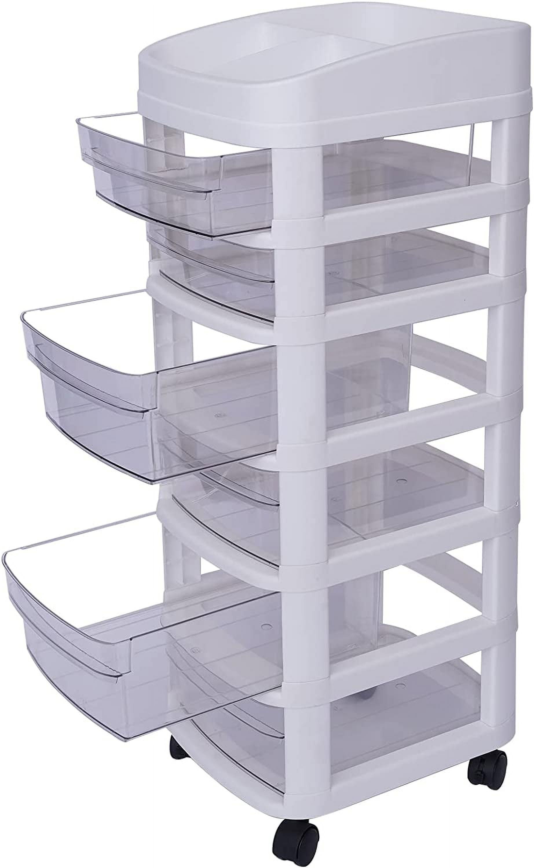 Plastic Wide Storage Drawer Cart Cosmetic Storage Tower Craft Storage ...