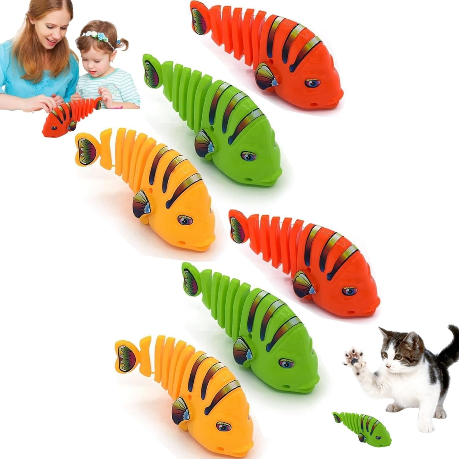 Plastic Wind-Up Wiggle Fish Toys, 2024 New Creative Clockwork Swinging ...
