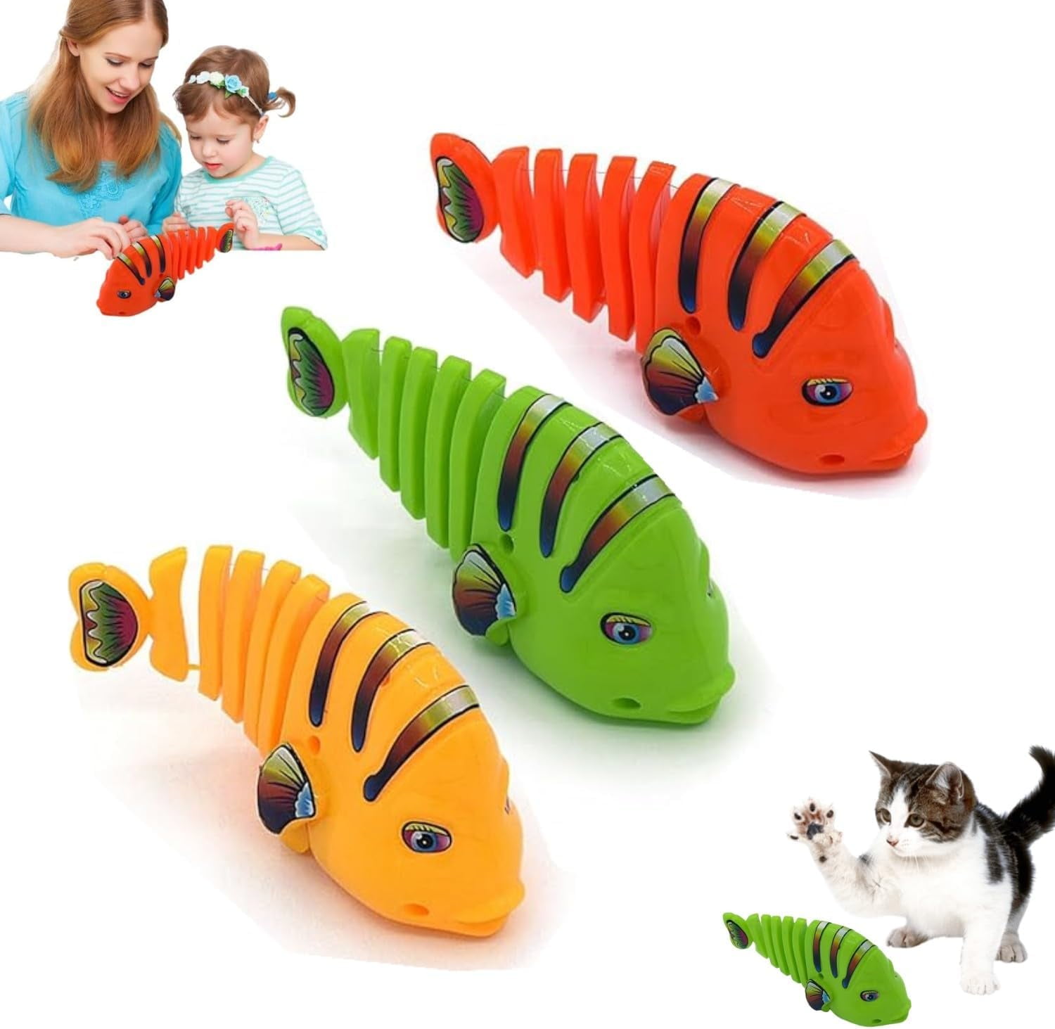 Plastic Wind-Up Wiggle Fish Toys, 2024 New Creative Clockwork Swinging ...