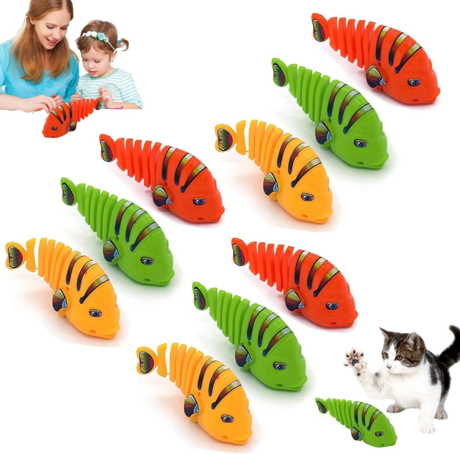 Plastic Wind-Up Wiggle Fish Toys, 2024 New Creative Clockwork Swinging ...