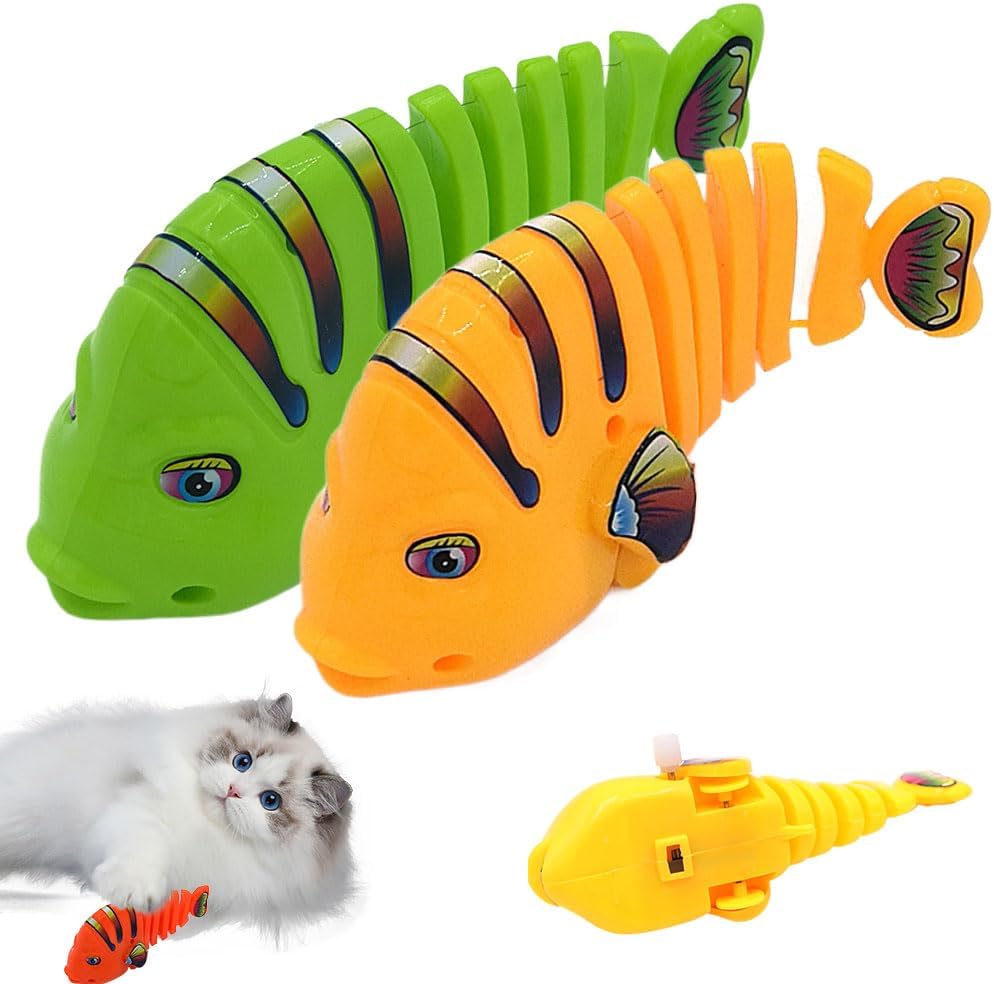 Plastic Wind-Up Wiggle Fish Toys, 2024 New Interactive Toys Fun Pet ...