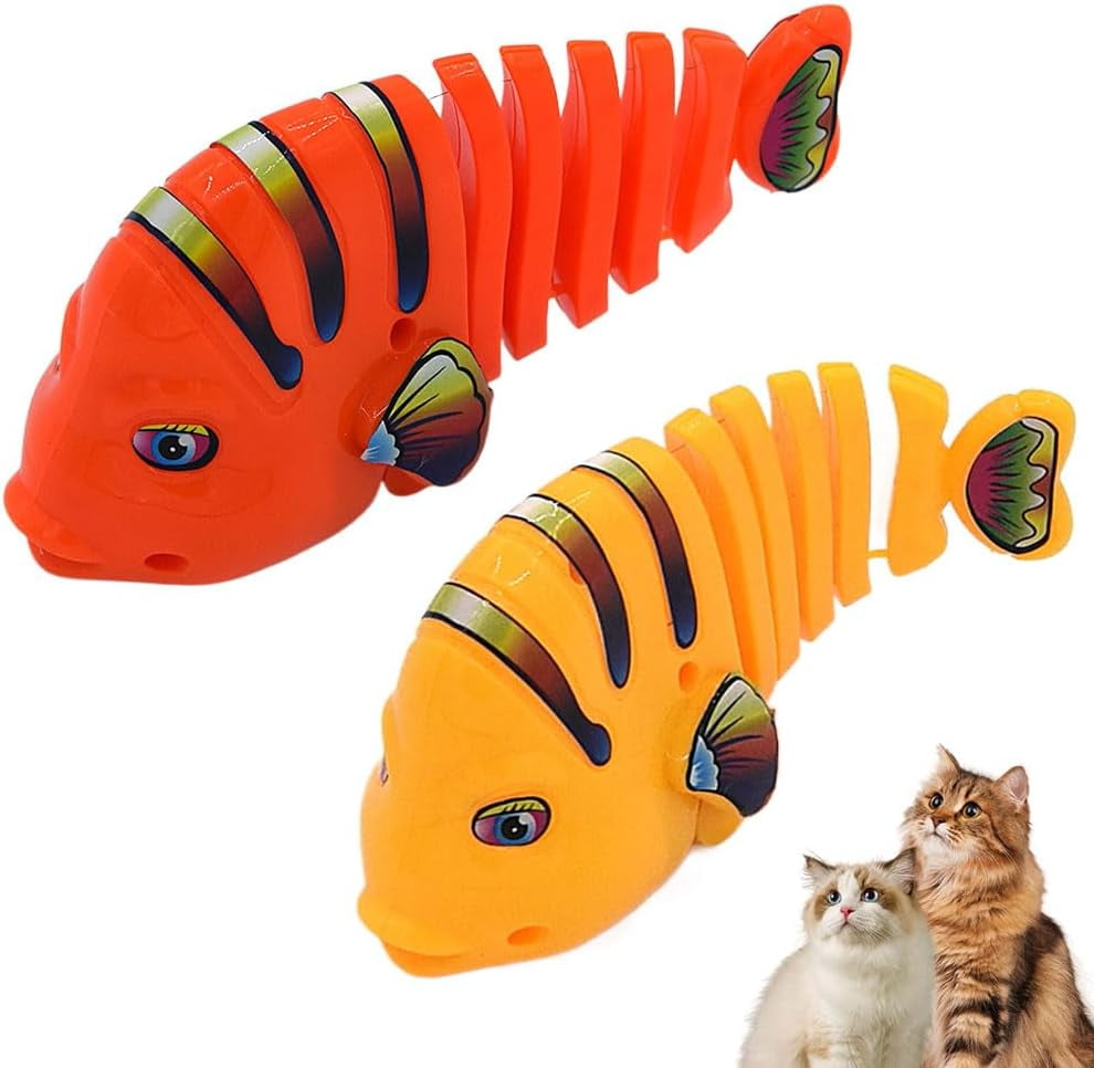 Plastic Wind-Up Wiggle Fish Toys, 2024 New Interactive Toys Fun Pet ...
