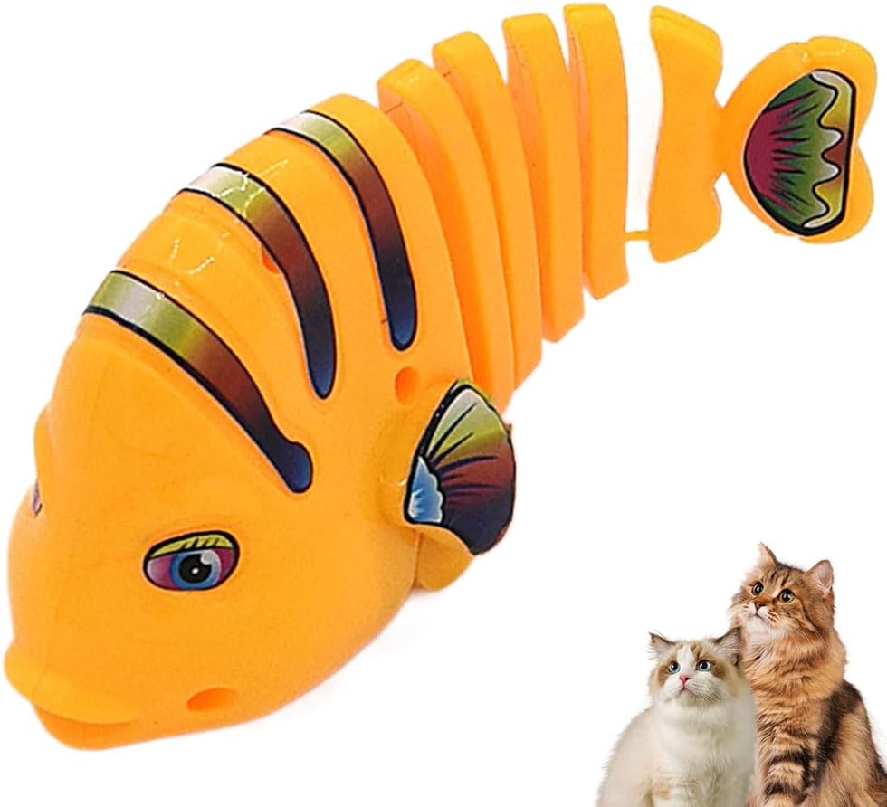Plastic Wind-Up Wiggle Fish Toys, 2024 New Interactive Toys Fun Pet ...