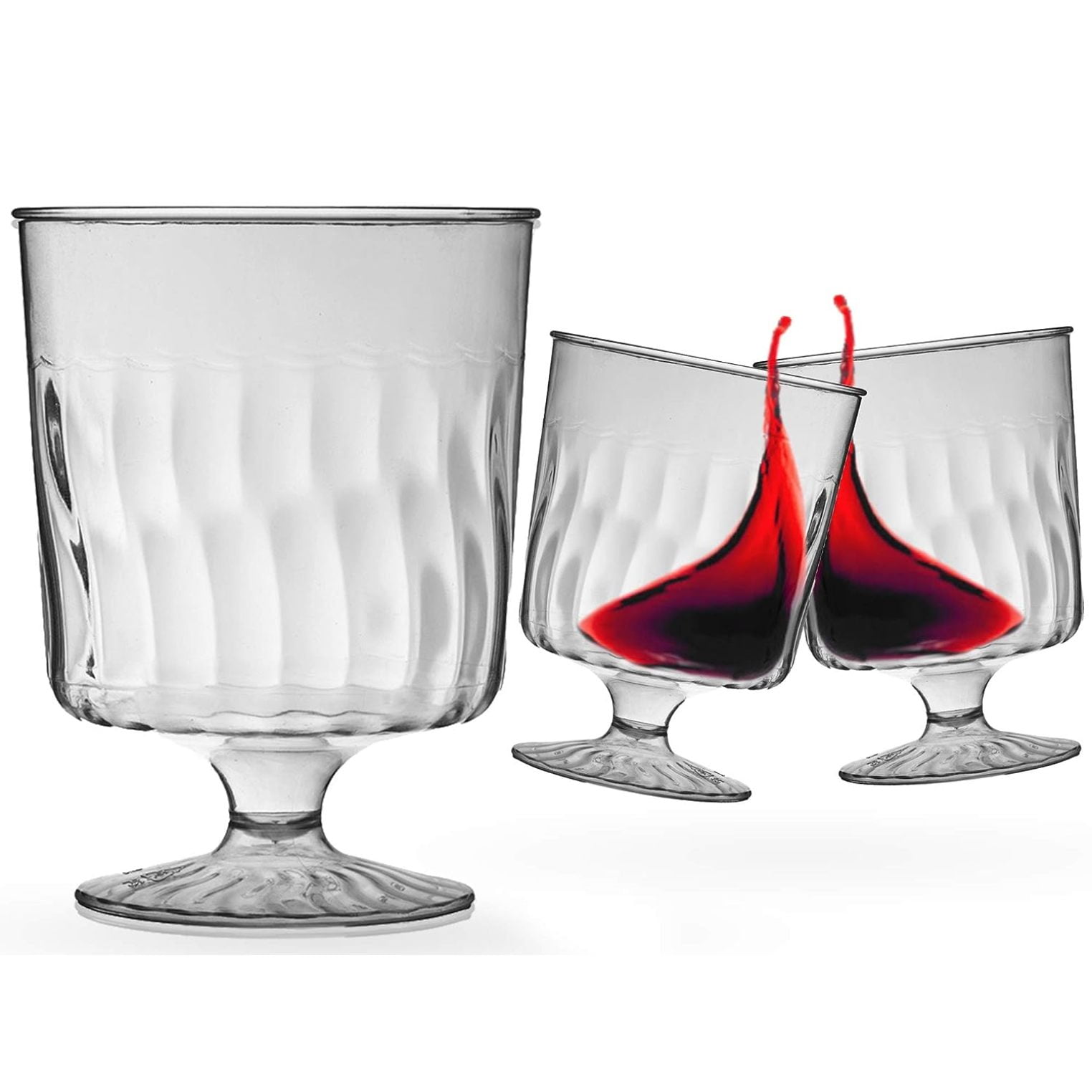 Plastic Wine Glasses 240 pcs Disposable Hard Plastic Clear Glasses 8 oz Red Wine Unbreakable Bulk Cups Cocktail Drinking Glass Party Supplies