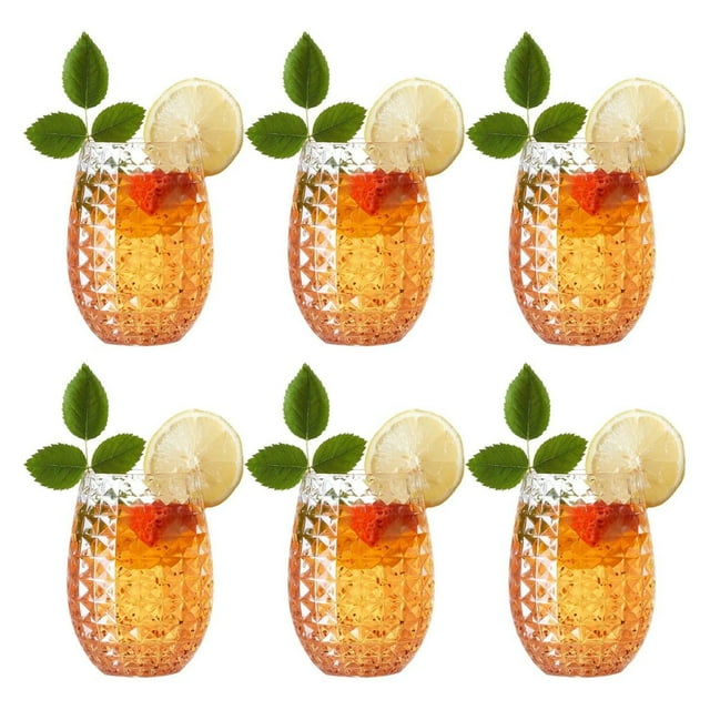 Cawbing Polyethylene Terephthalate Shatterproof Wine Glasses Stemless Set Of 6
