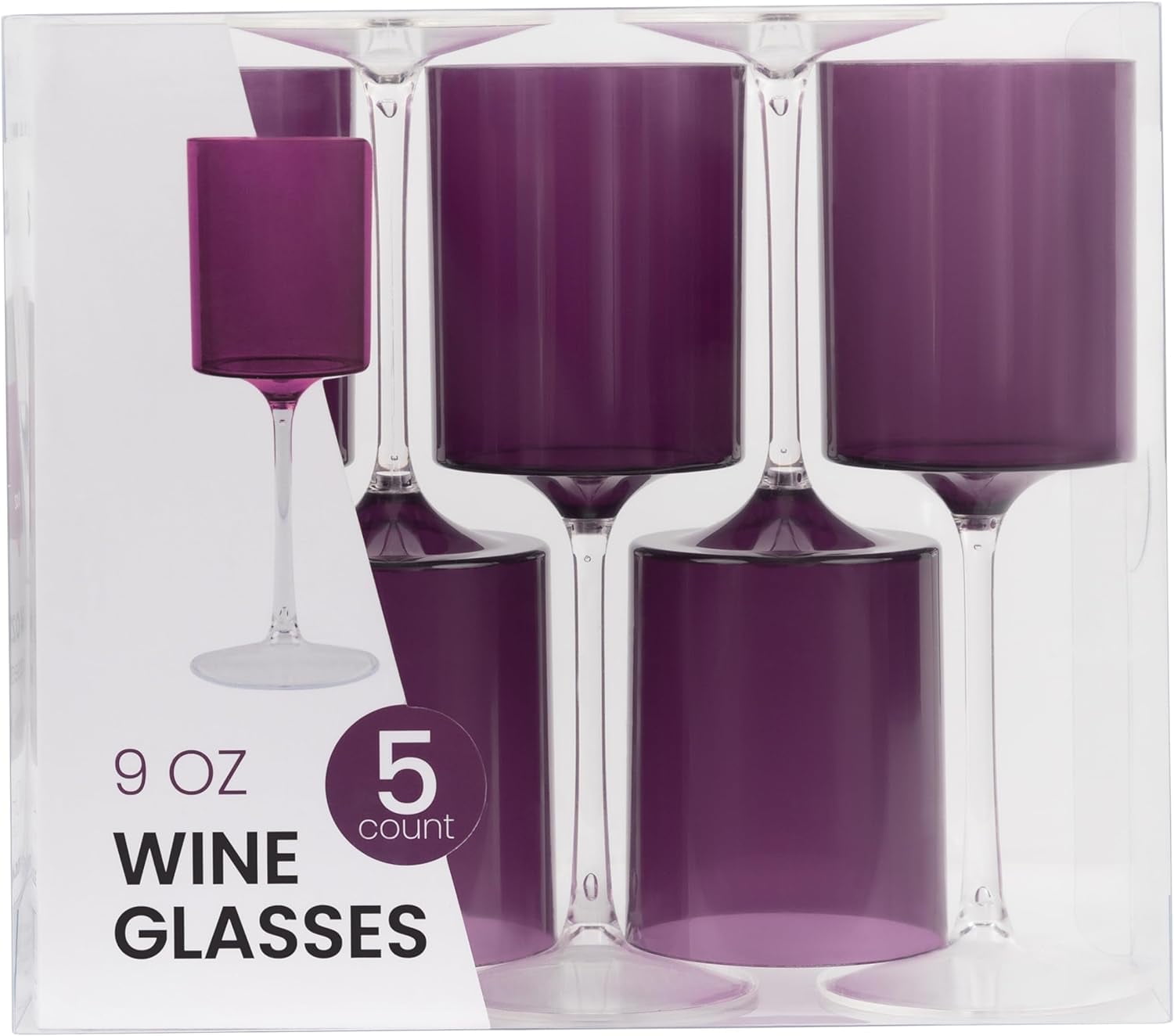PLASTICPRO Plastic Wine Glasses Disposable 9 oz Plastic Cocktail Cups ...