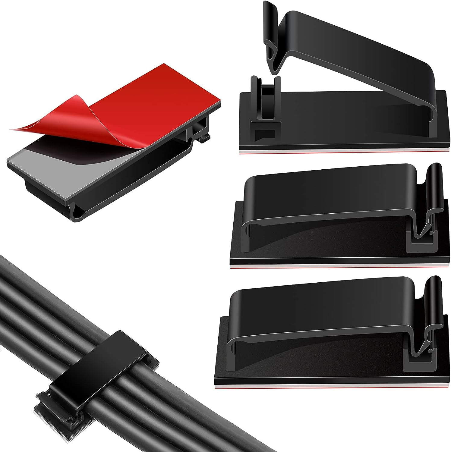 Plastic Wire Clips 60 PCS Cable Organisers Large Strong Self-Adhesive ...