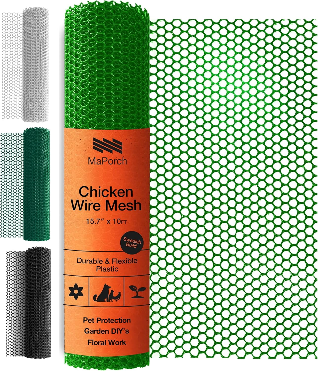 Plastic Wire Mesh Fence - Green, 15.71" x 10 ft - Plastic Chicken Wire ...