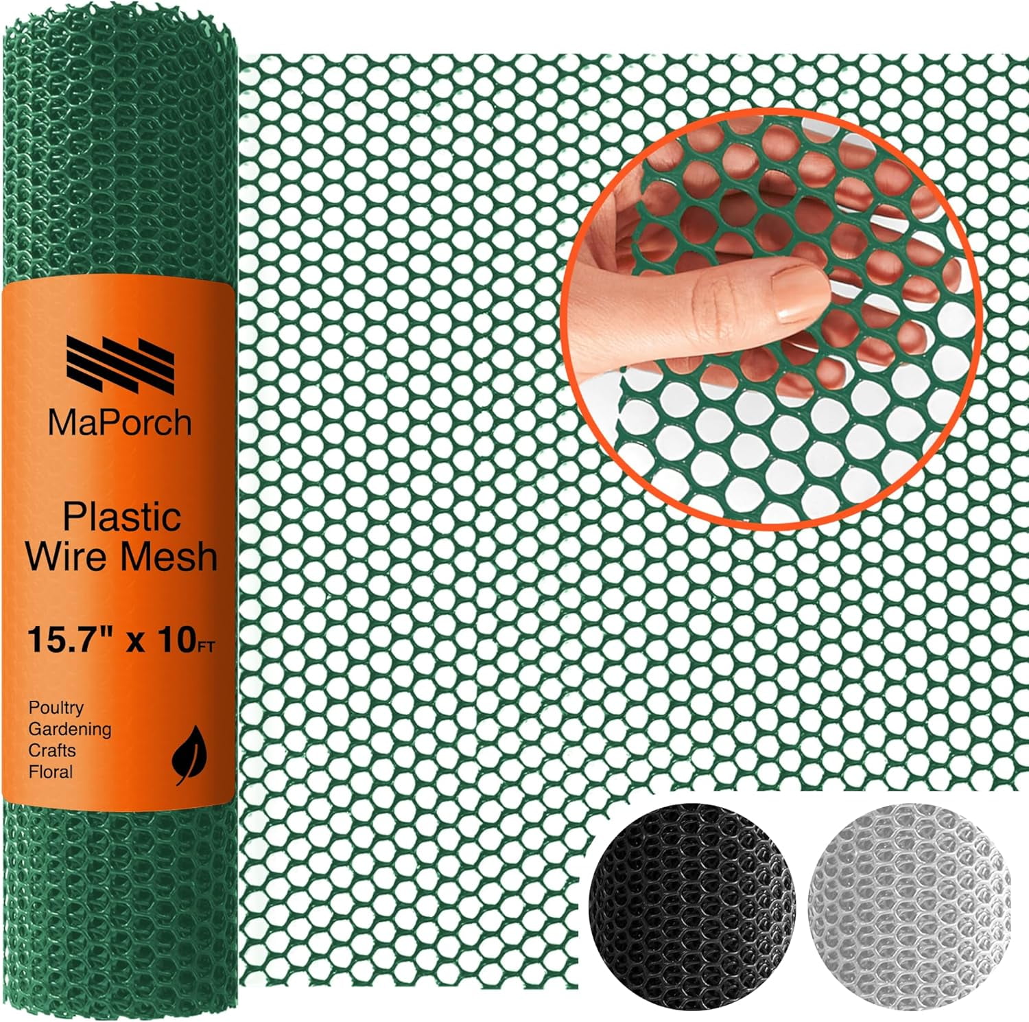 Plastic Wire Mesh Fence - Hunter Green, 15.71" x 10 ft - Plastic ...