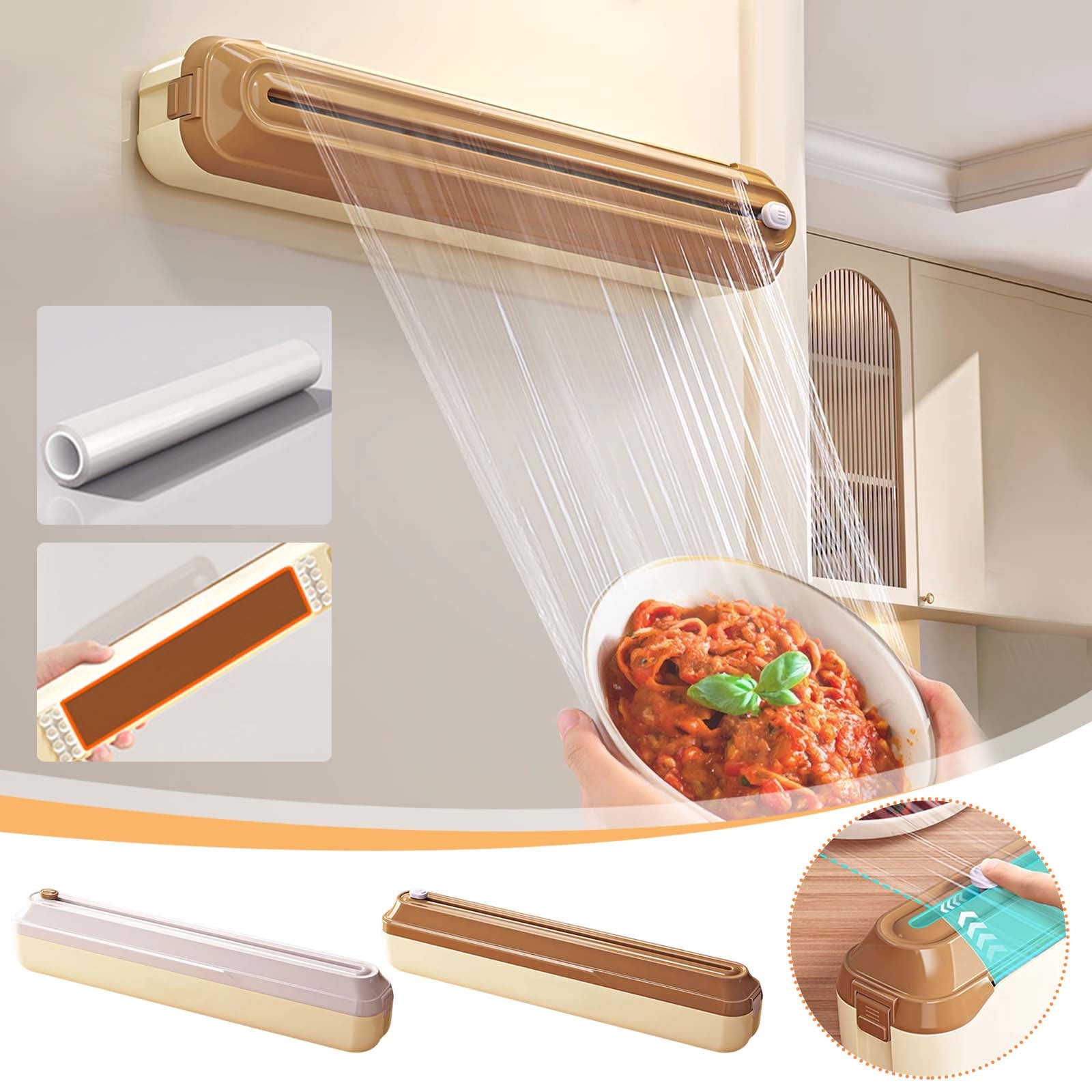 Plastic Wrap Cutter Adjustable Magnetic Wall Mount Storage Box ...