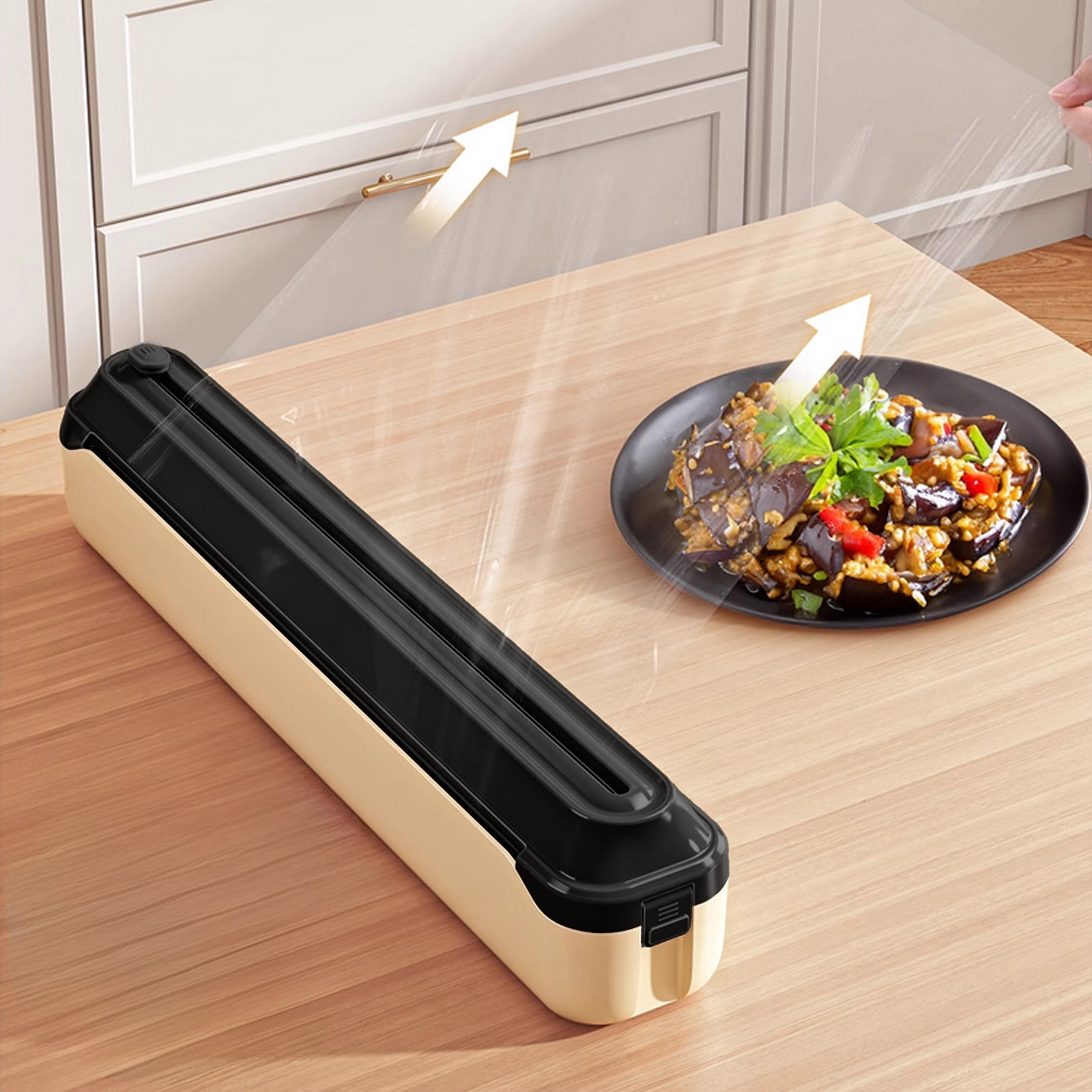 Plastic Wrap Dispenser, Refillable Aluminum Foil Cutter Organizer ...