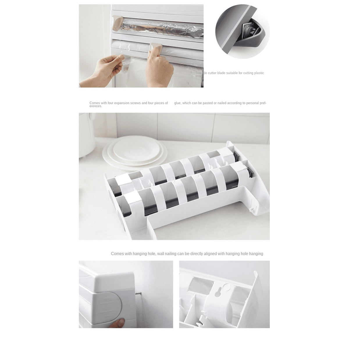 Plastic Wrap Paper Storage Rack Wall-Mounted Aluminum Foil Roll ...