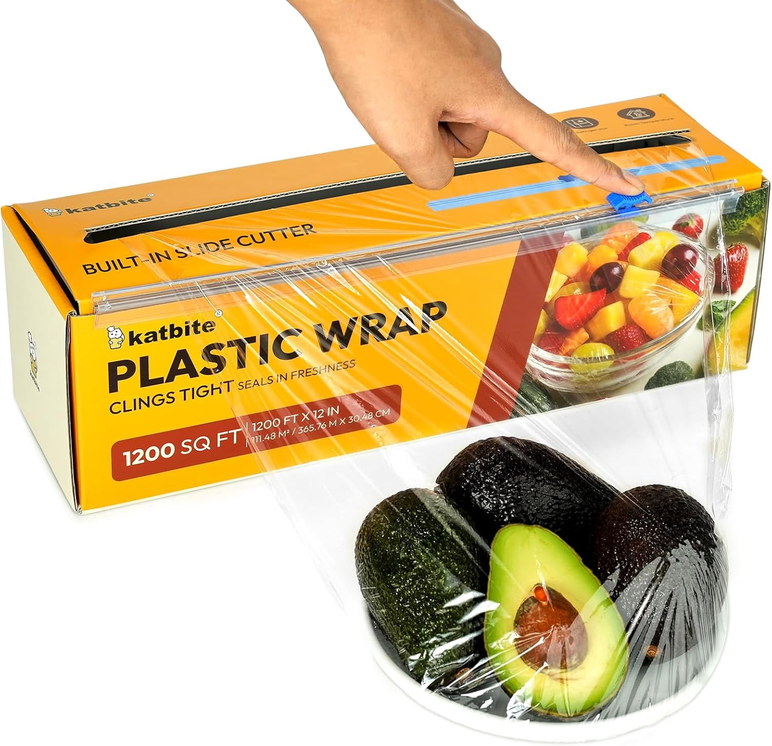 Plastic Wrap with Removable Slide Cutter, 12inch X 1200 Square Foot ...
