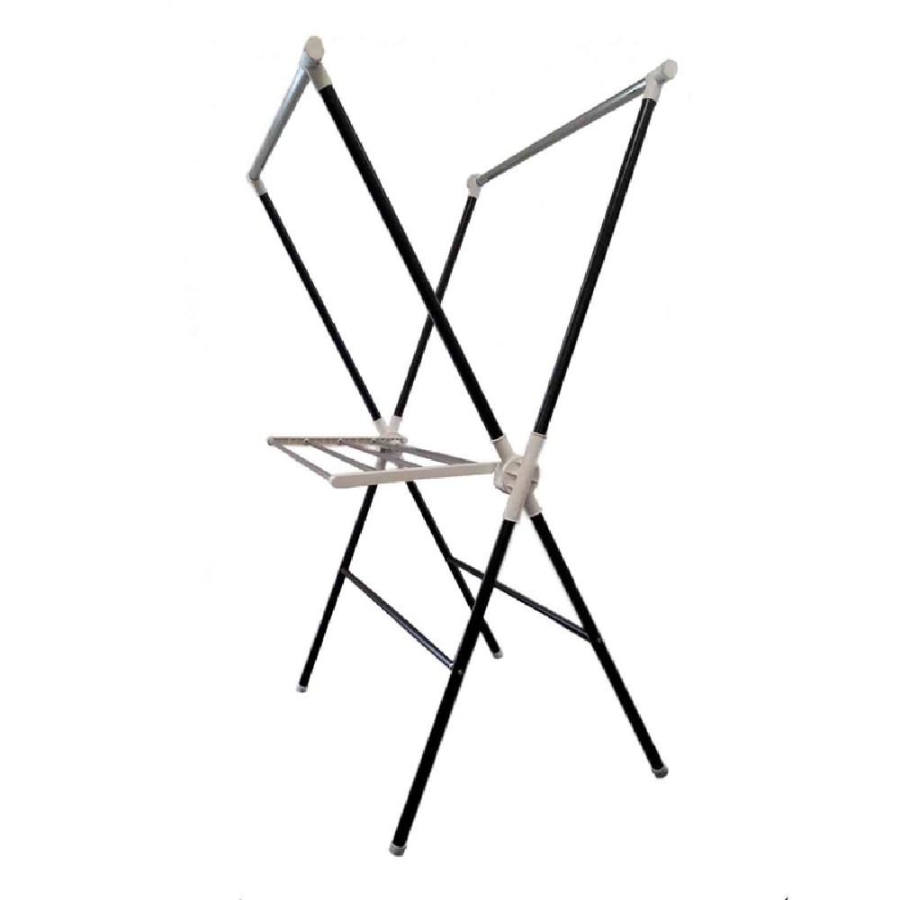 Plastic and Metal Frame Folding Laundry Rack, Black and White - Saltoro ...
