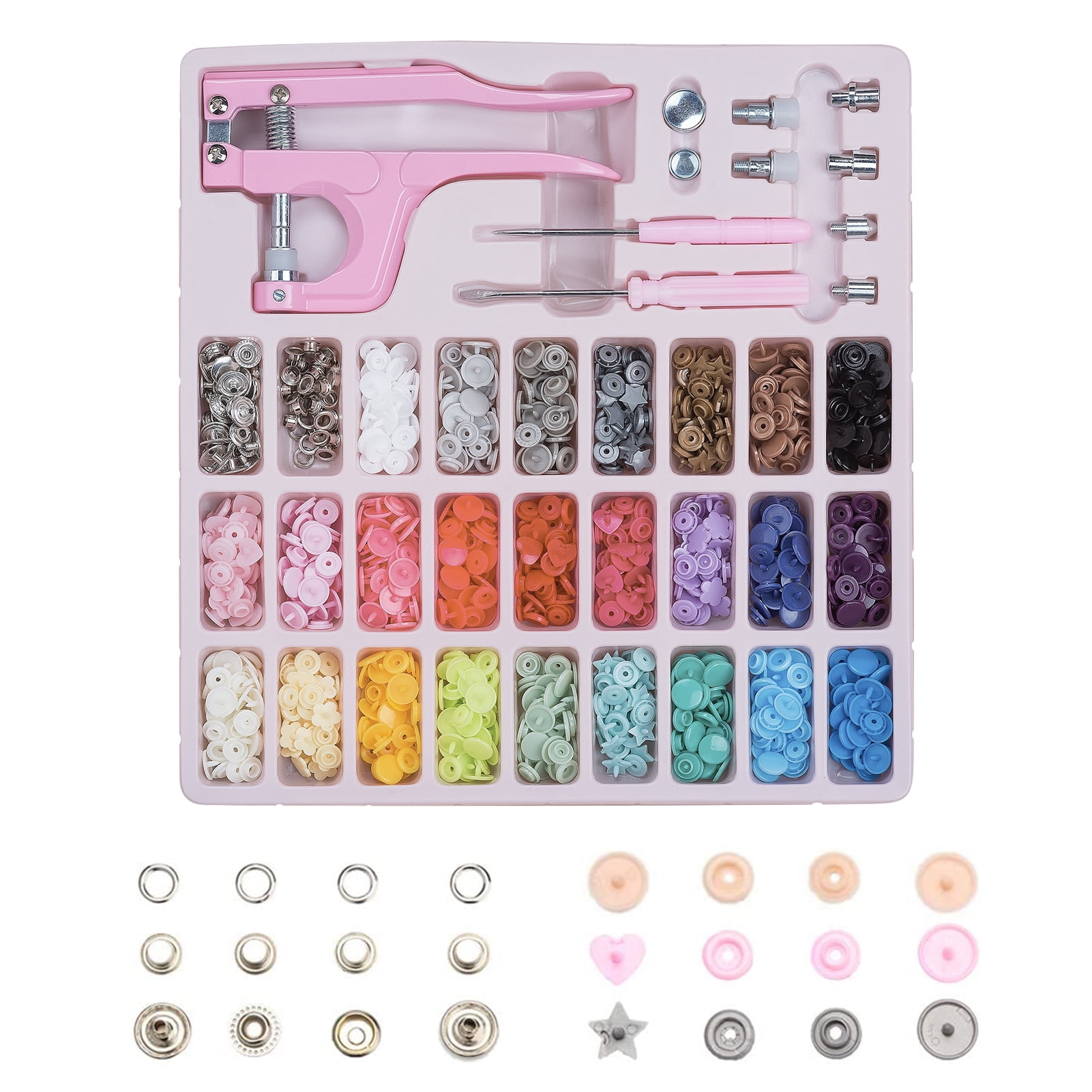 Plastic and Metal Snap Buttons with Snaps Pliers Set,300 Sets Plastic ...