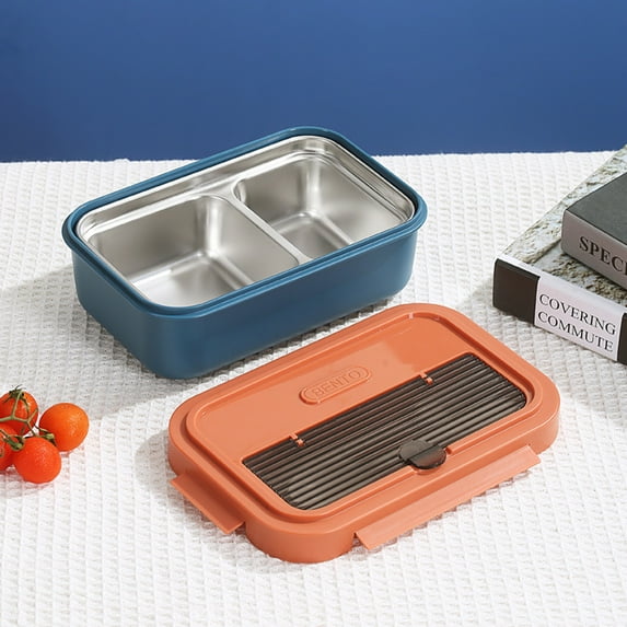 Plastic bento box Kitchen Organizers Double Stack Lunch Box Eating ...