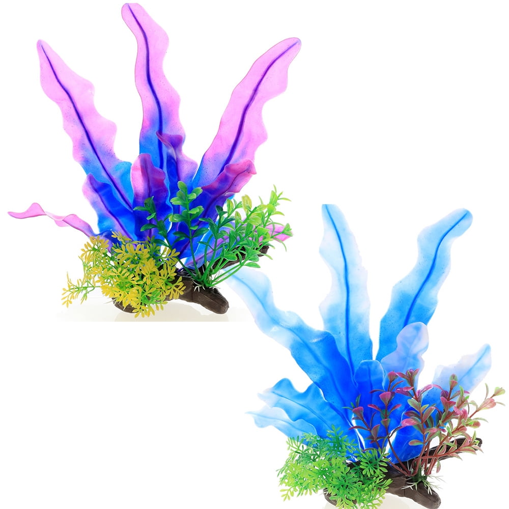 Plastic fish plant decoration 2 pieces, aquarium artificial seaweed ...