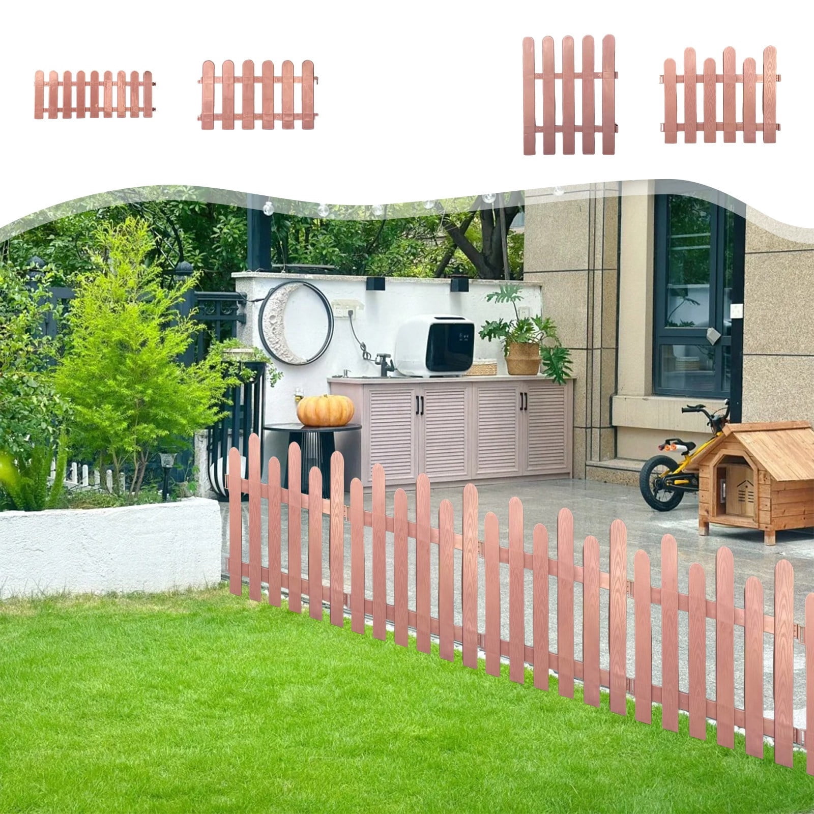 Plastic garden fence edging, picket border panels, flower bed edging ...