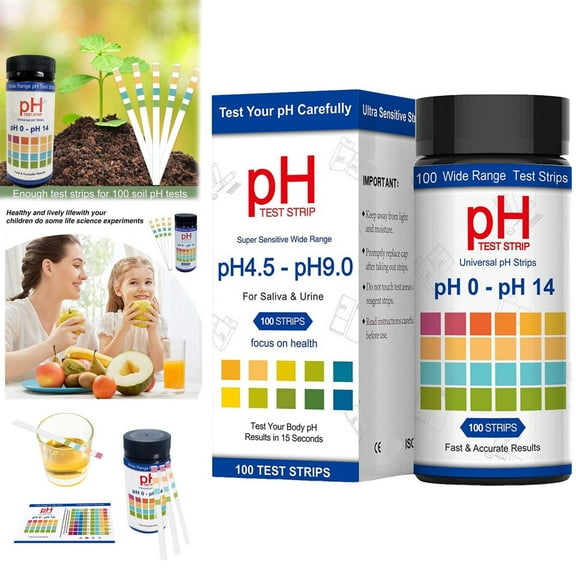 Kinzon 100pcs Universal pH Test Strips, Full Range 0-14, Reliable pH ...