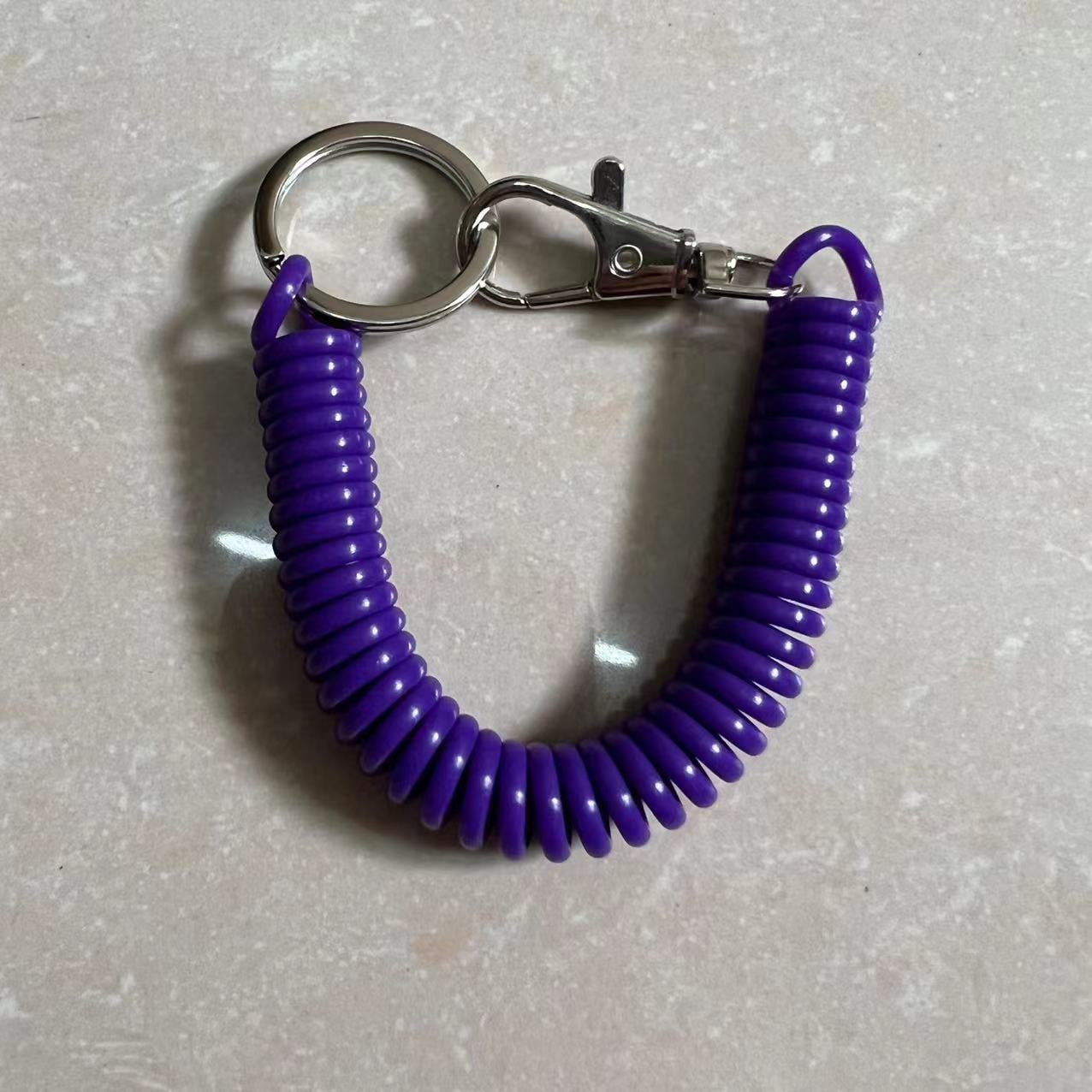 Plastic spring rope key chain spring key chain retractable anti-lost ...