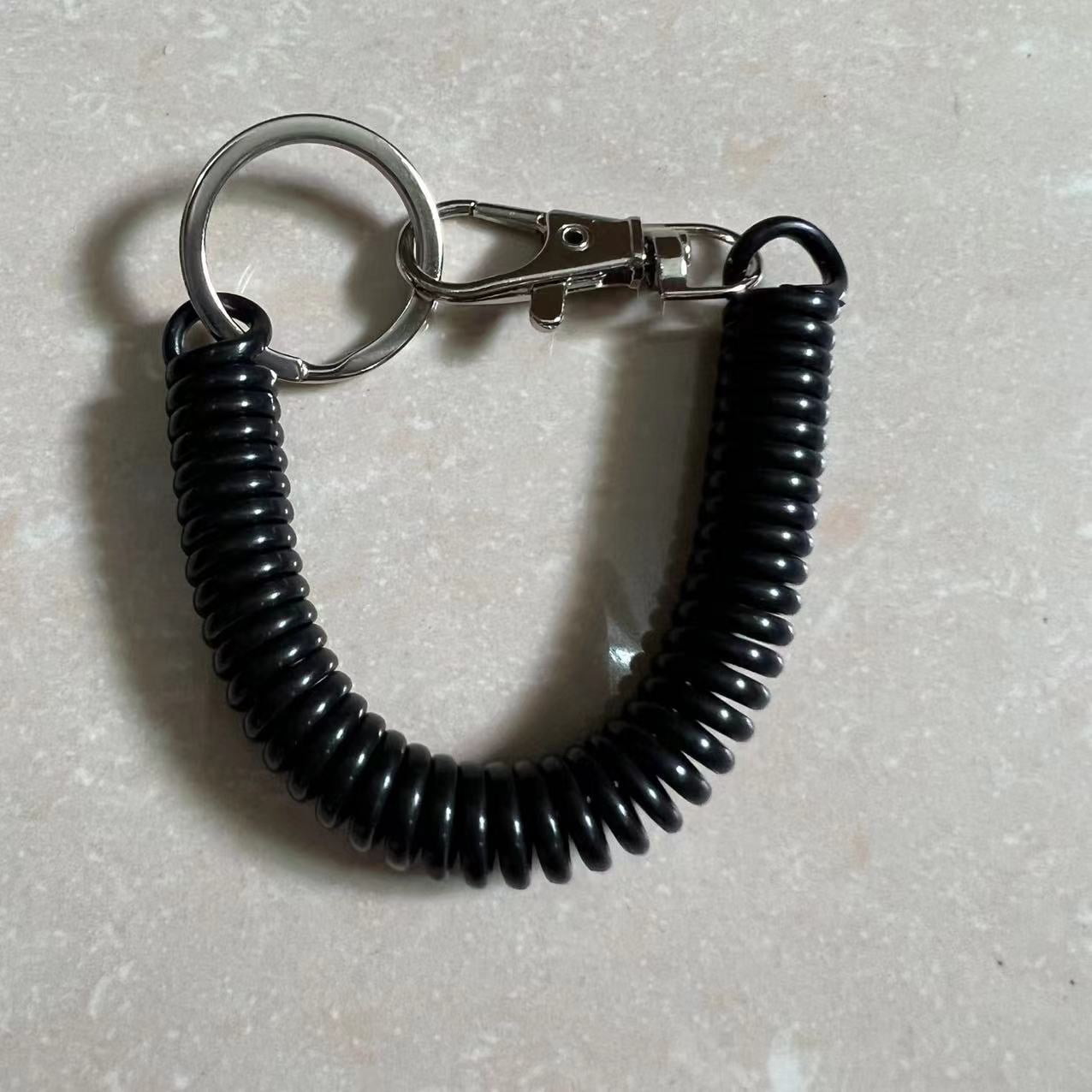 Plastic spring rope key chain spring key chain retractable anti-lost ...