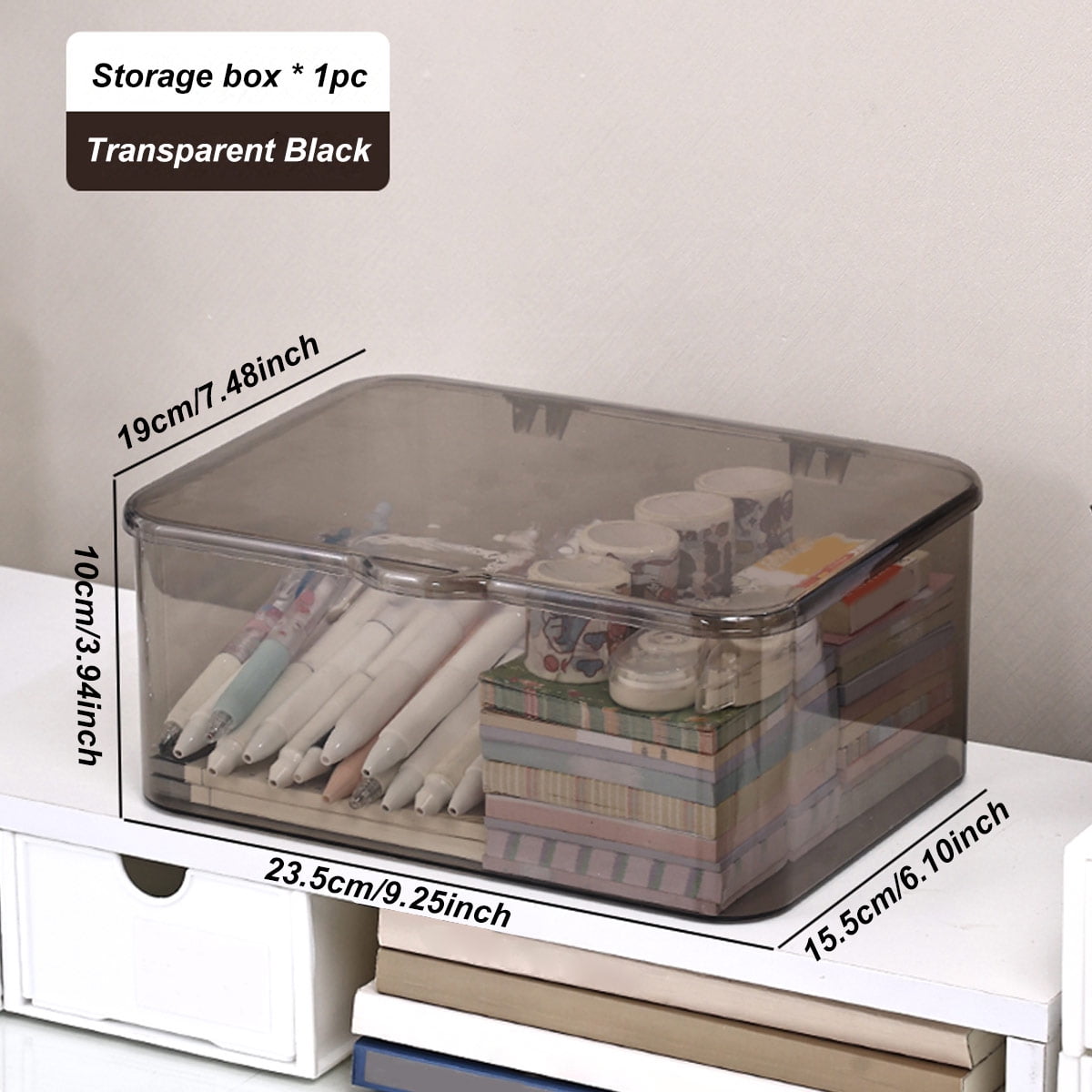 Plastic storage box, covered storage box, flip top desktop storage ...