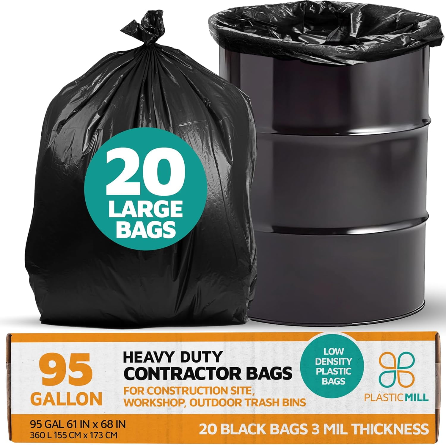 PlasticMill Contractor Bags Heavy Duty - Commercial, Industrial Garbage ...