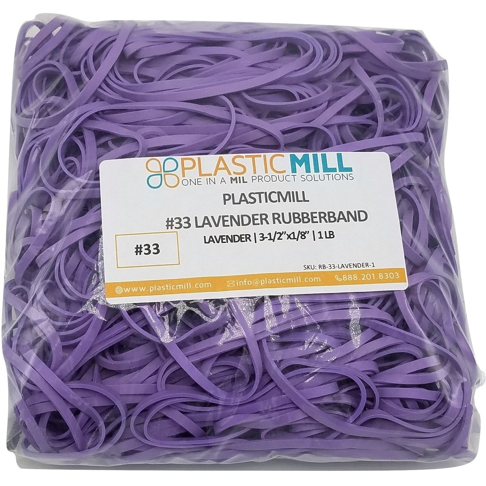 PlasticMill Rubber Bands - #33 Size - Lavender Rubberbands - 1LB/500 ...
