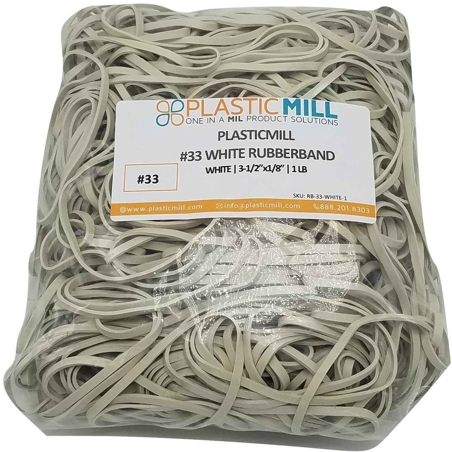 PlasticMill Rubber Bands - #33 Size - White Rubberbands - 1LB/500 Count ...