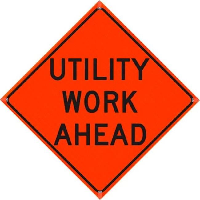 Plasticade R36DI-RO-PP-UWA 36 in. Utility Work Ahead Parking & Traffic ...