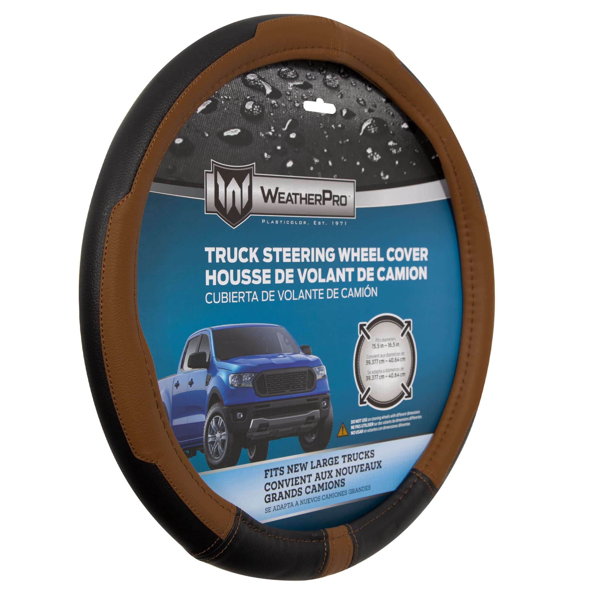 Plasticolor 006747R01 WeatherPro Truck Sized Black/Brown Steering Wheel ...