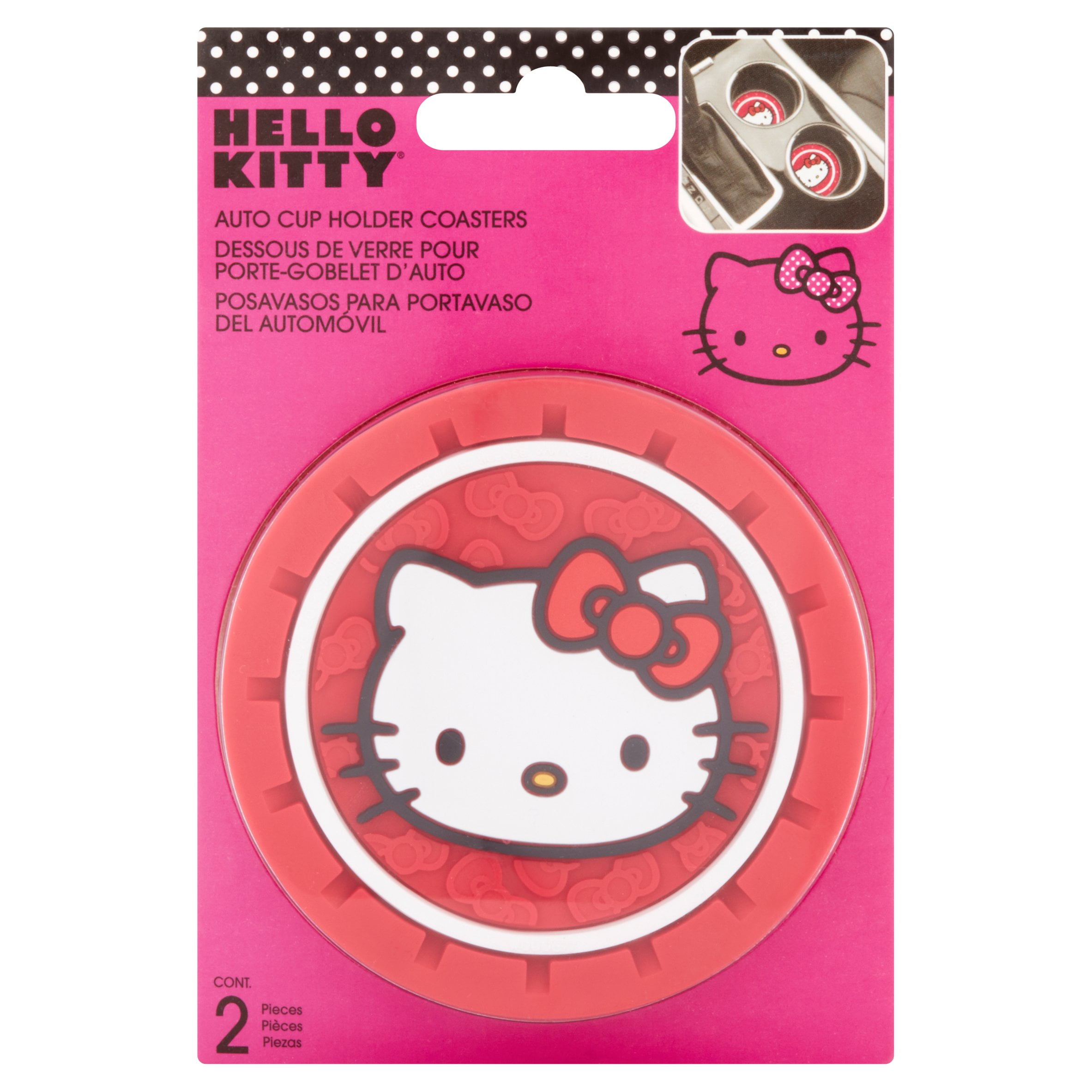 Plasticolor Hello Kitty Automotive Cup Holder Coasters, Pink, White, 2 ...