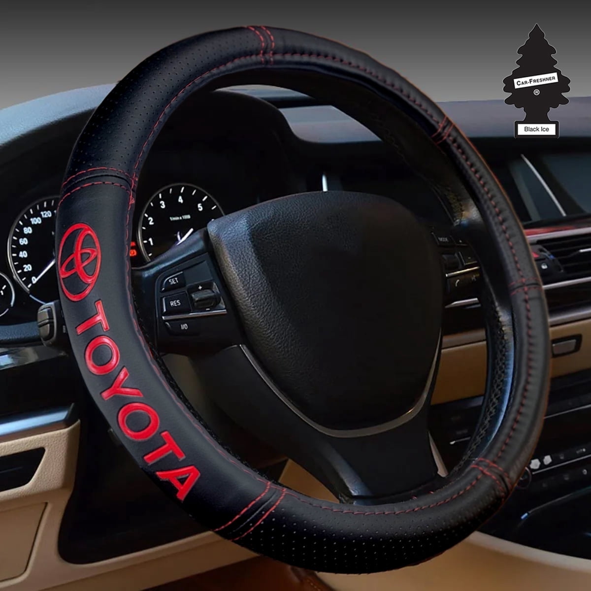Plasticolor Toyota Logo Universal Steering Wheel Cover Bundle with Air ...
