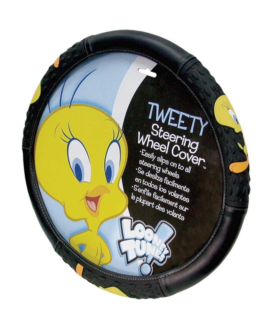 Plasticolor Tweety Universal Fit Automotive Steering Wheel Cover, Black ...