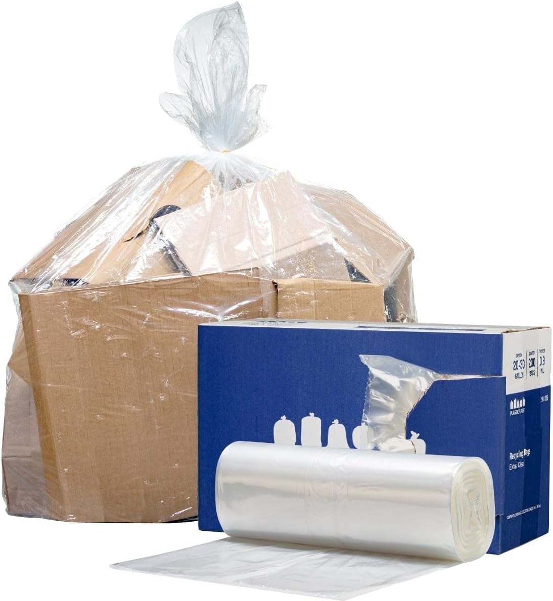 Plasticplace Commercial Grade Large 20-30 Gallon Clear Recycling Bags ...