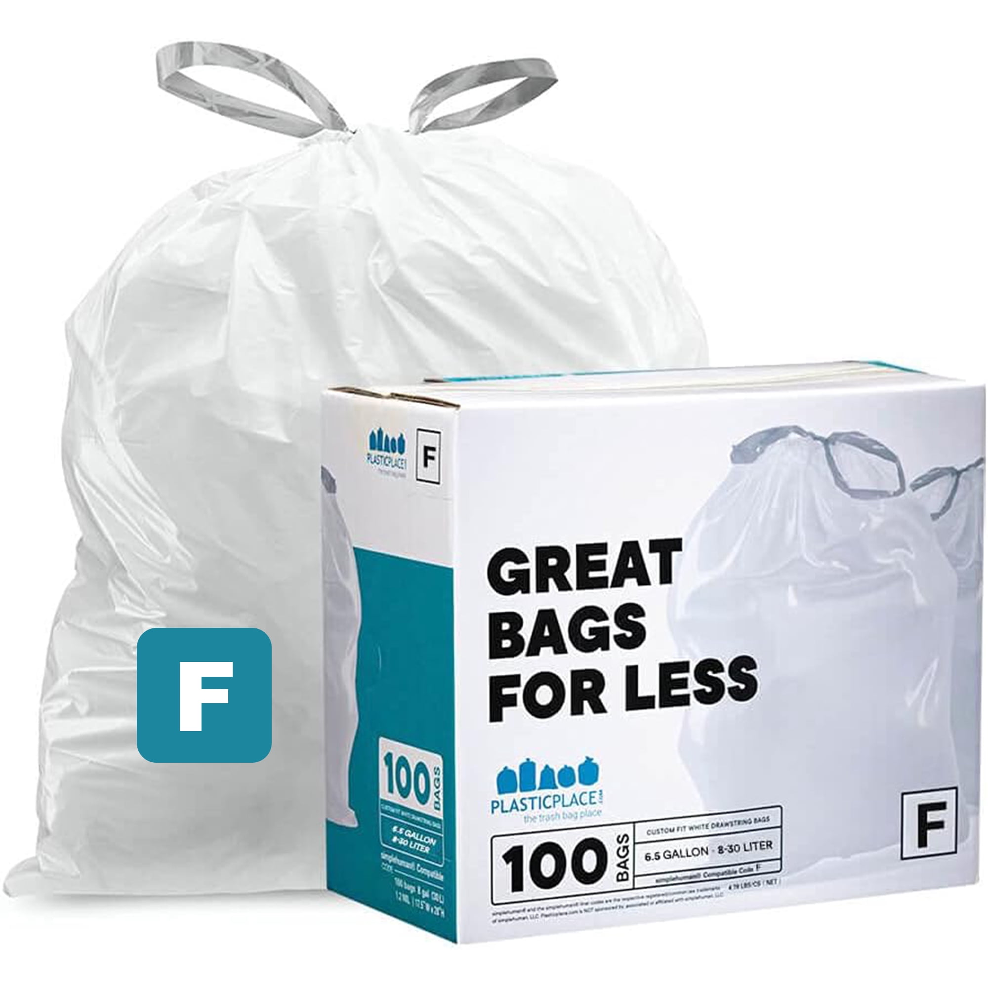 Plasticplace Custom Fit Trash Bags for simplehuman Code F 100ct ...