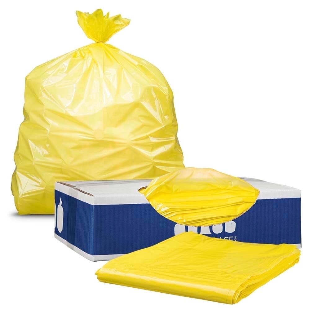 Plasticplace 64-65 Gallon Yellow Heavy Duty Trash Bags, 1.5 Mil, 50" x ...
