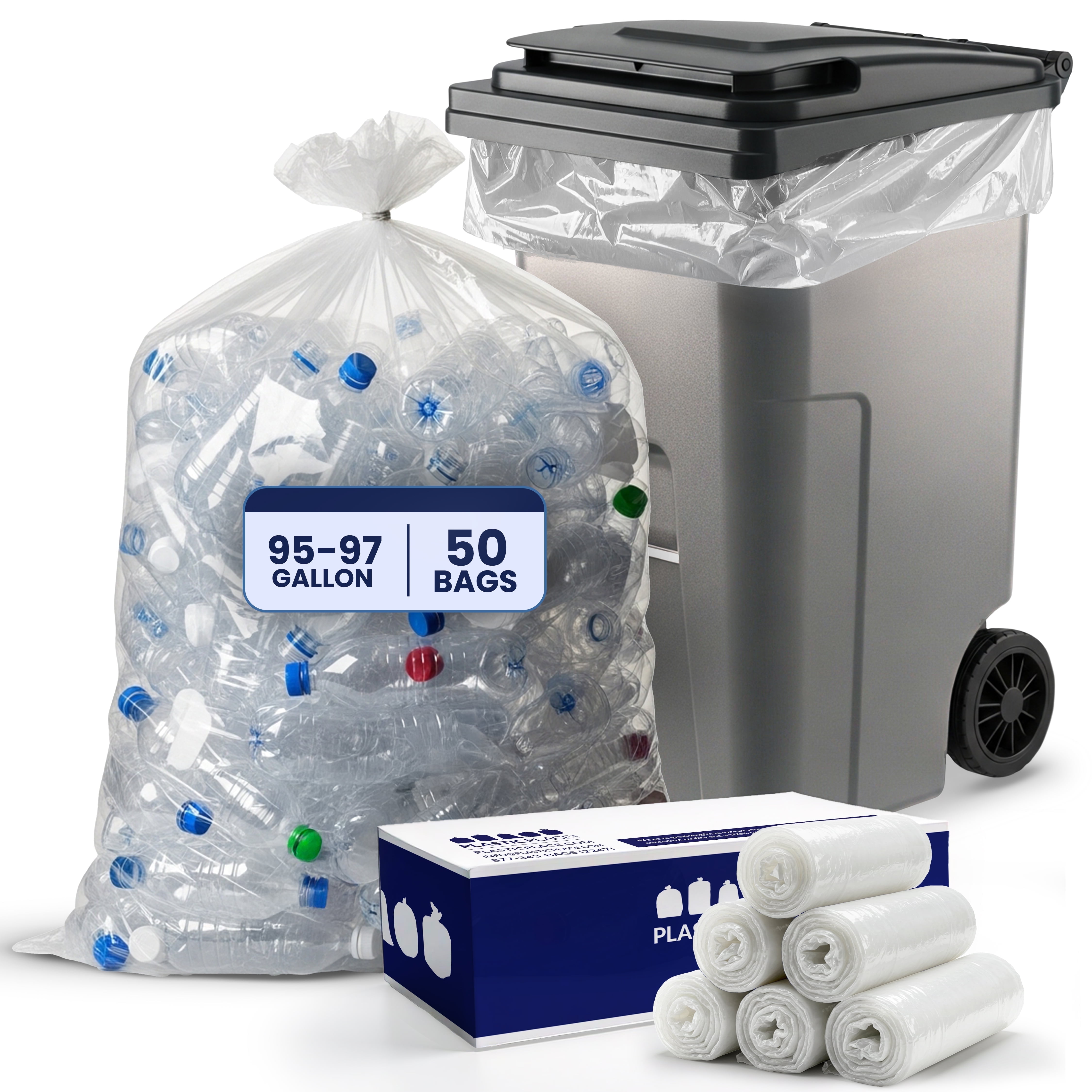 Plasticplace Industrial Heavy Duty Large 95-96 Gallon Trash Can Liners ...