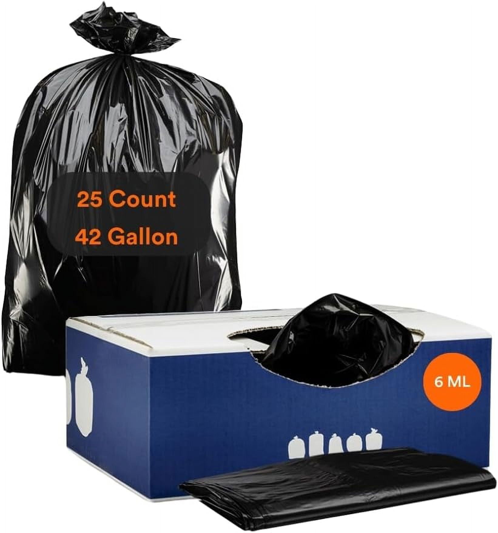 Plasticplace Contractor 42 Gallon Black Trash Bags, 33" x 48", 6.0 Mil ...